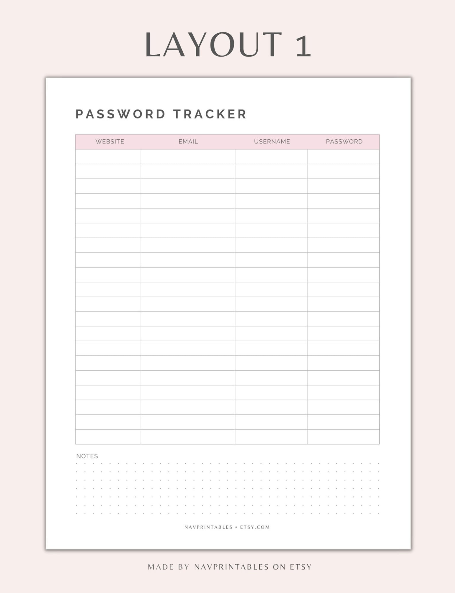 Password Tracker Printable | Planner Printable | Password Organizer ...