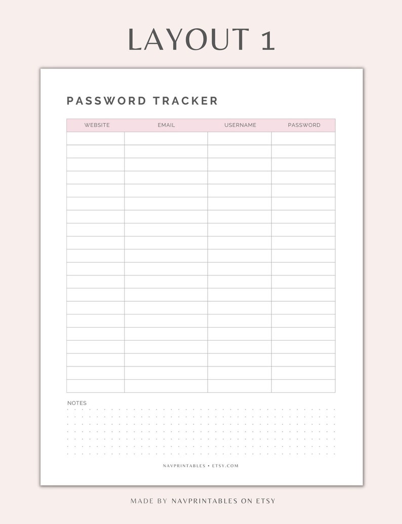 Password Tracker Printable | Planner Printable | Password Organizer ...