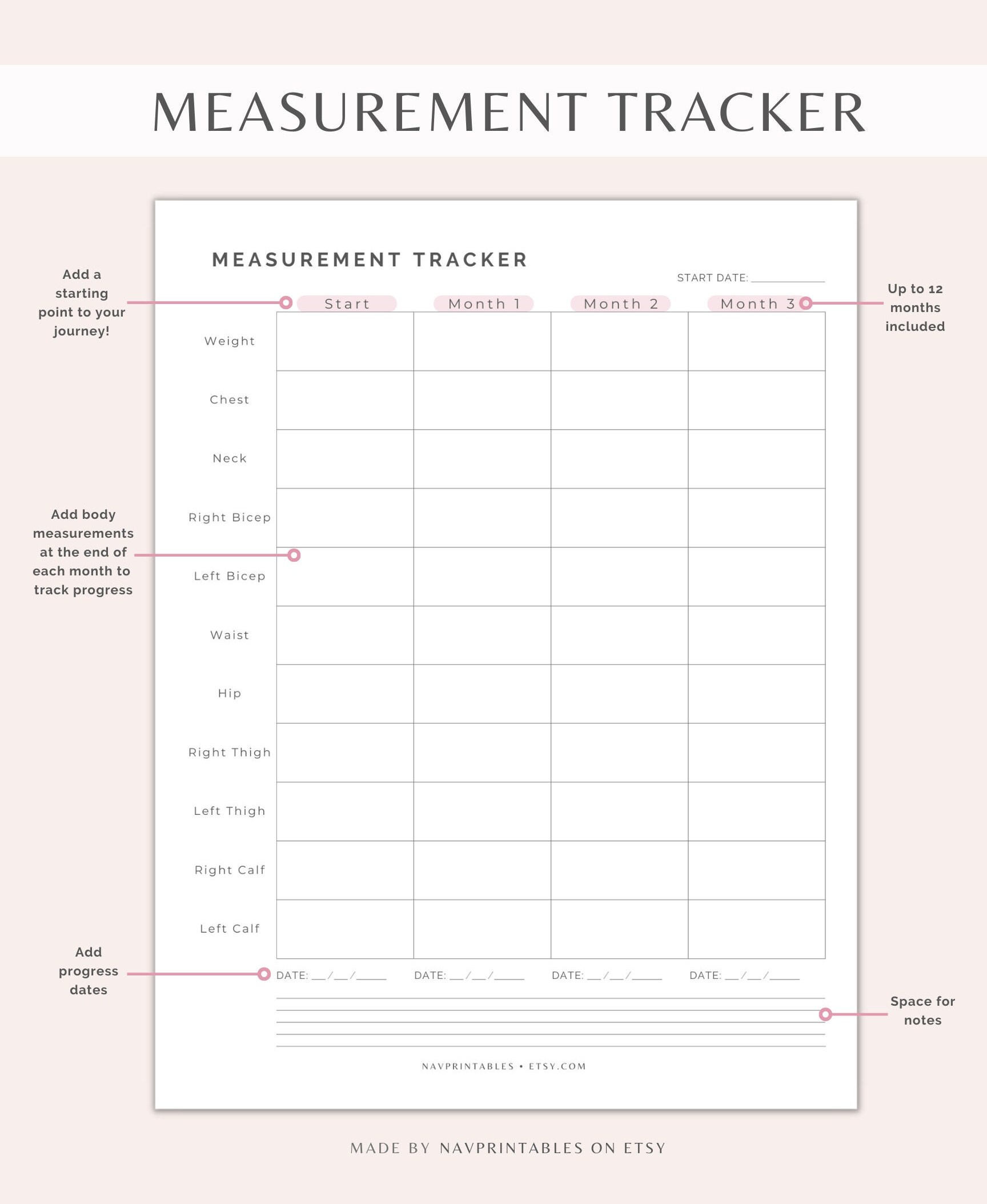 Fitness Progress Tracker Printable Fitness Journal, Workout Planner ...