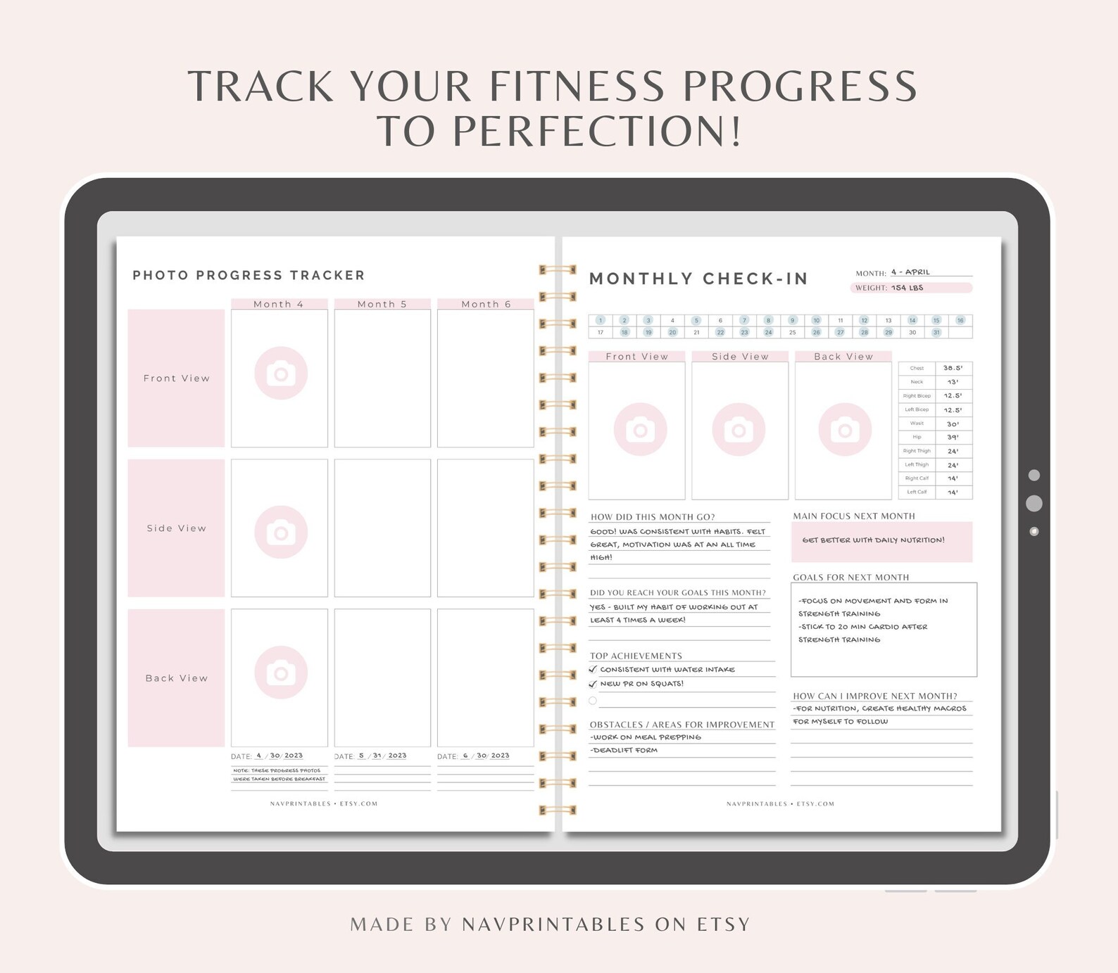 Fitness Progress Tracker Printable Fitness Journal - Etsy Canada