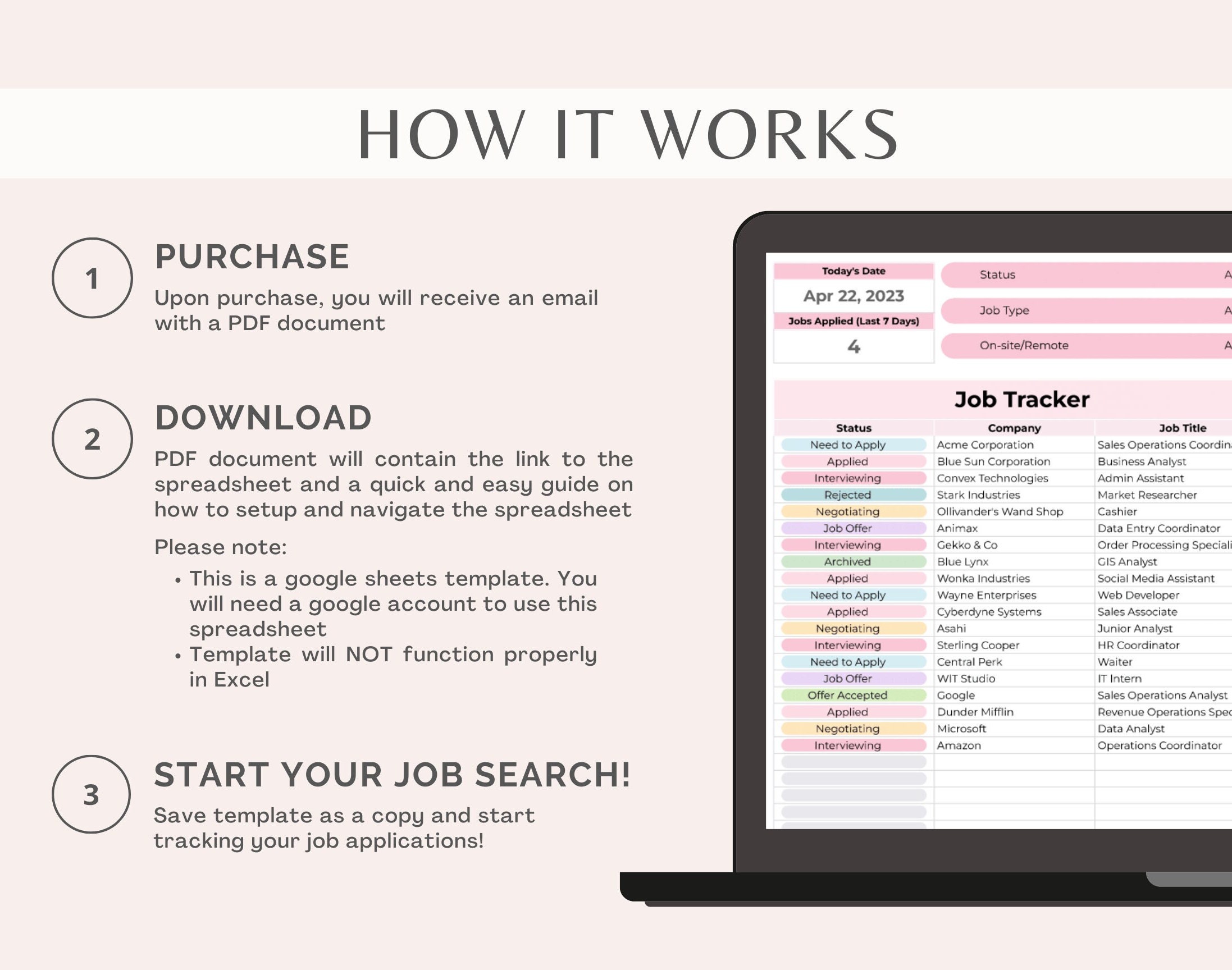 Job Application Tracker Google Sheets Job Planner - Etsy Canada