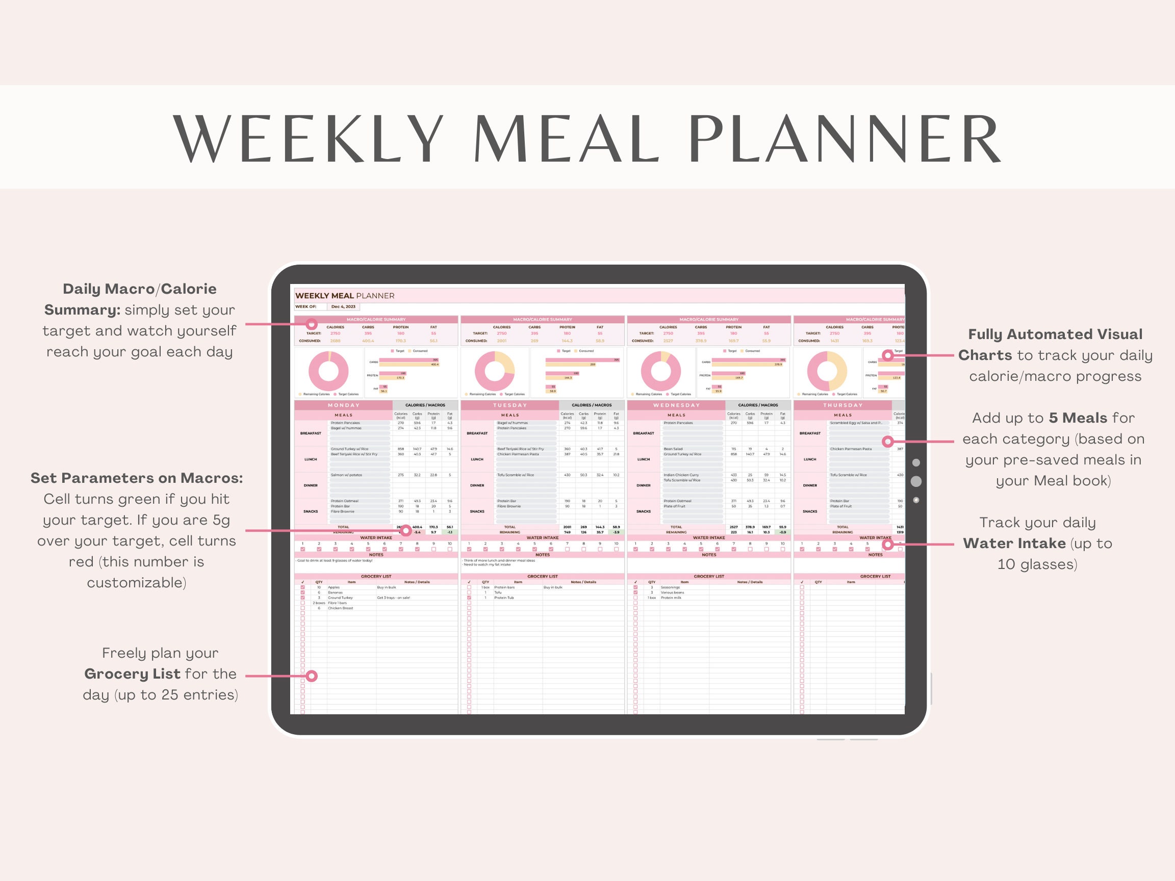 Ultimate Fitness Planner Weight Loss Tracker Macro & Meal Planner ...