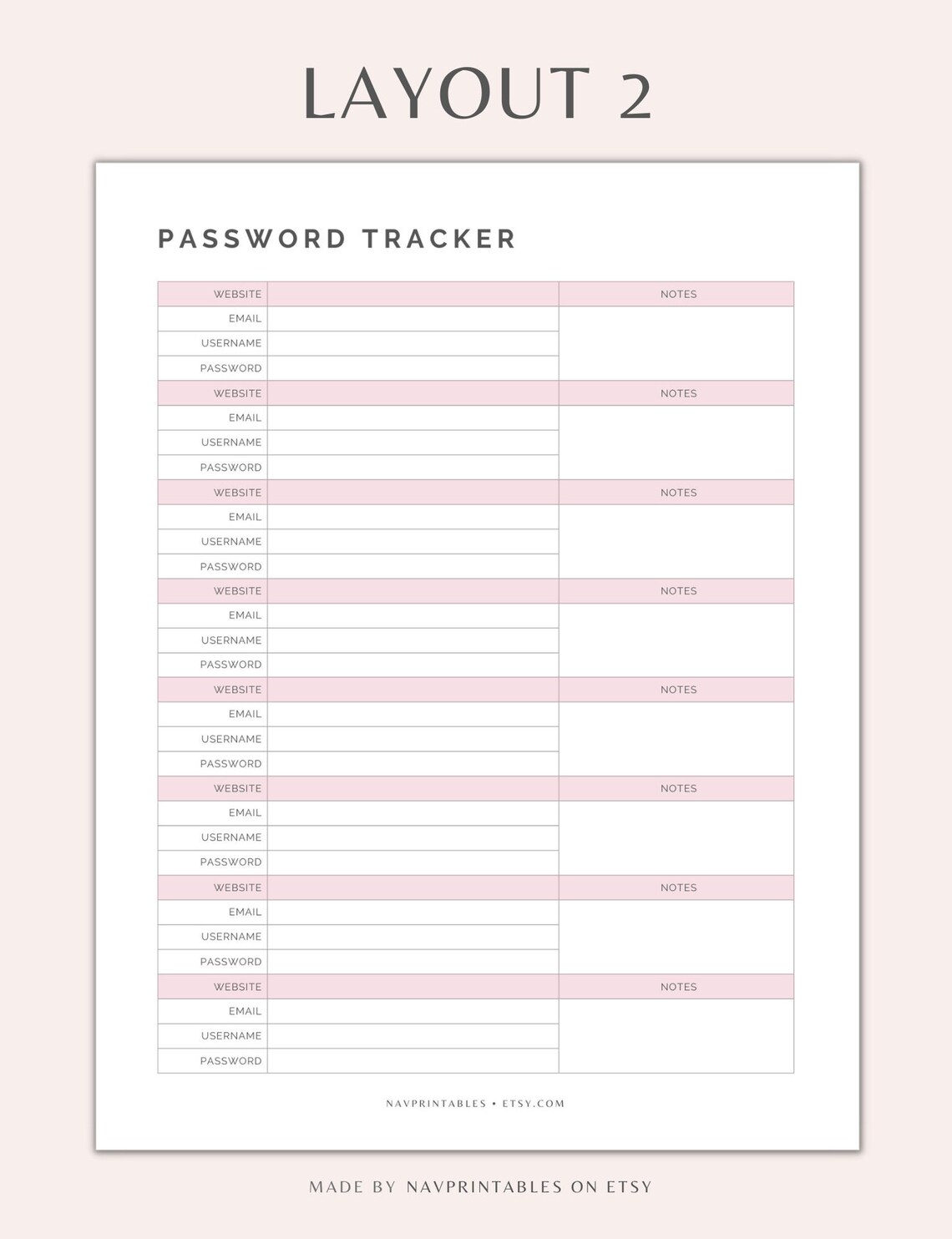 Password Tracker Printable Planner Printable Password Organizer ...