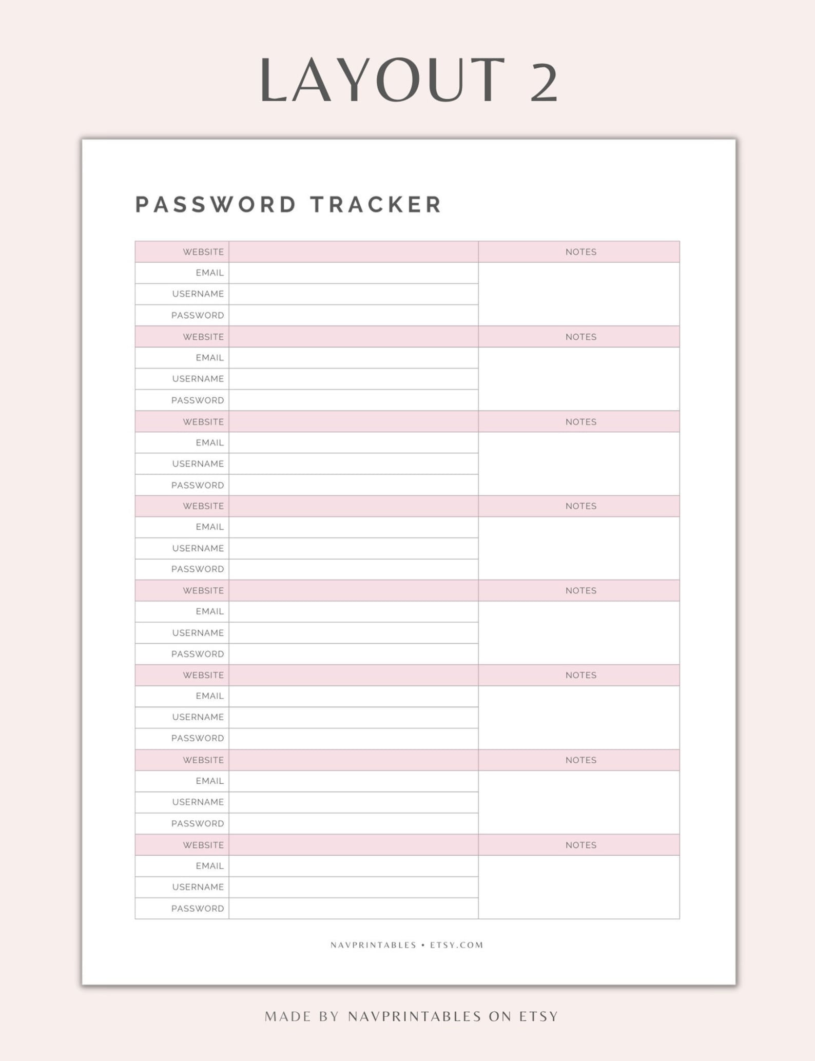 Password Tracker Printable | Planner Printable | Password Organizer ...