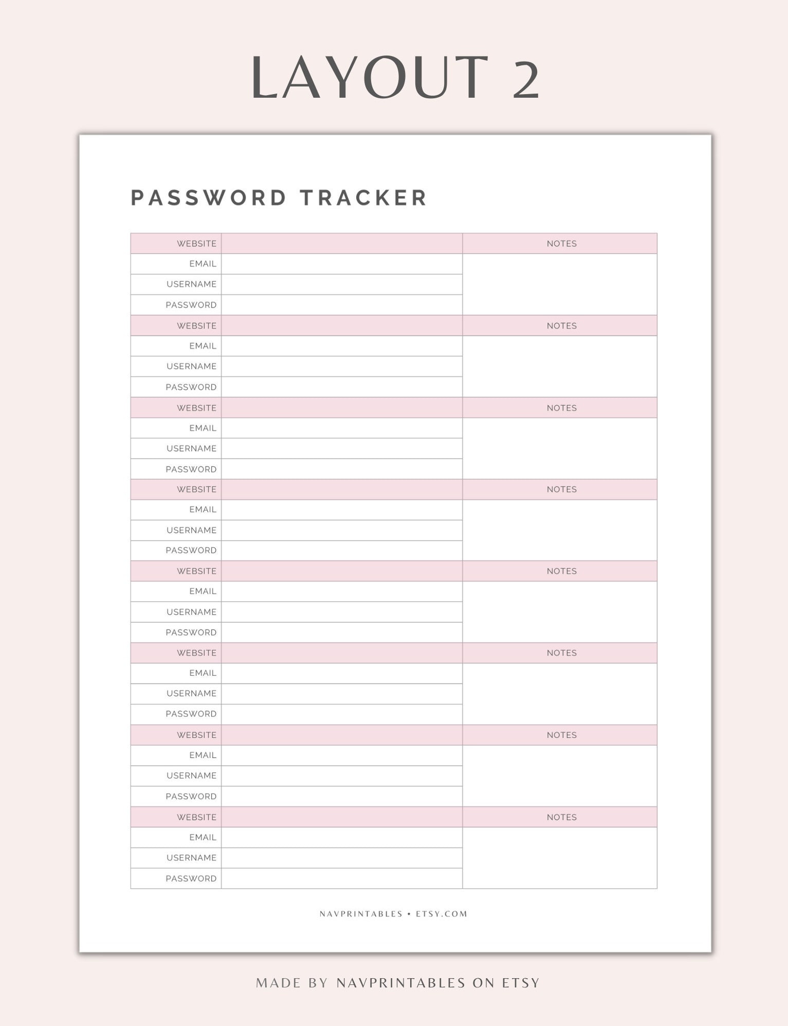 Password Tracker Printable | Planner Printable | Password Organizer ...