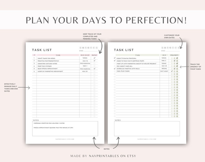 Task List Printable Task Tracker & Organizer Printable - Etsy