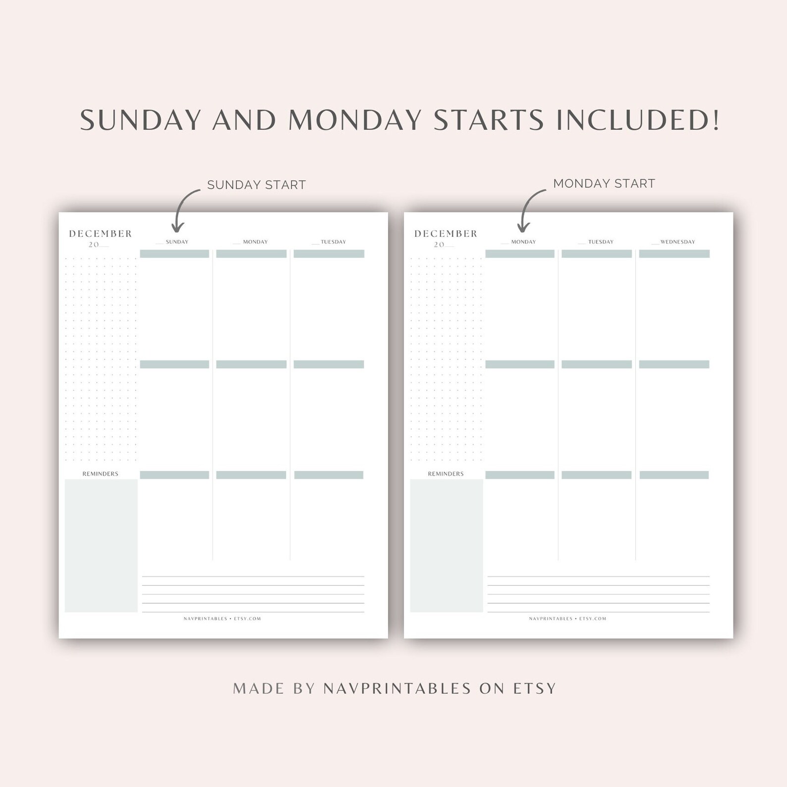 Weekly Planner, Printable Planner, Week at a Glance Minimalistic ...