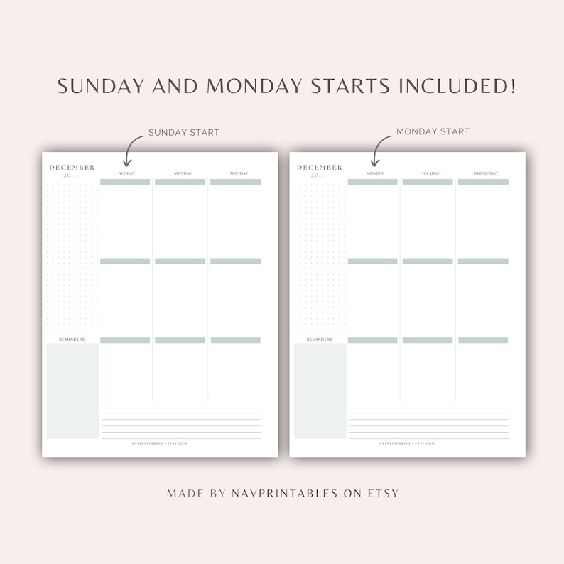Weekly Planner, Printable Planner, Week at a Glance | Minimalistic ...