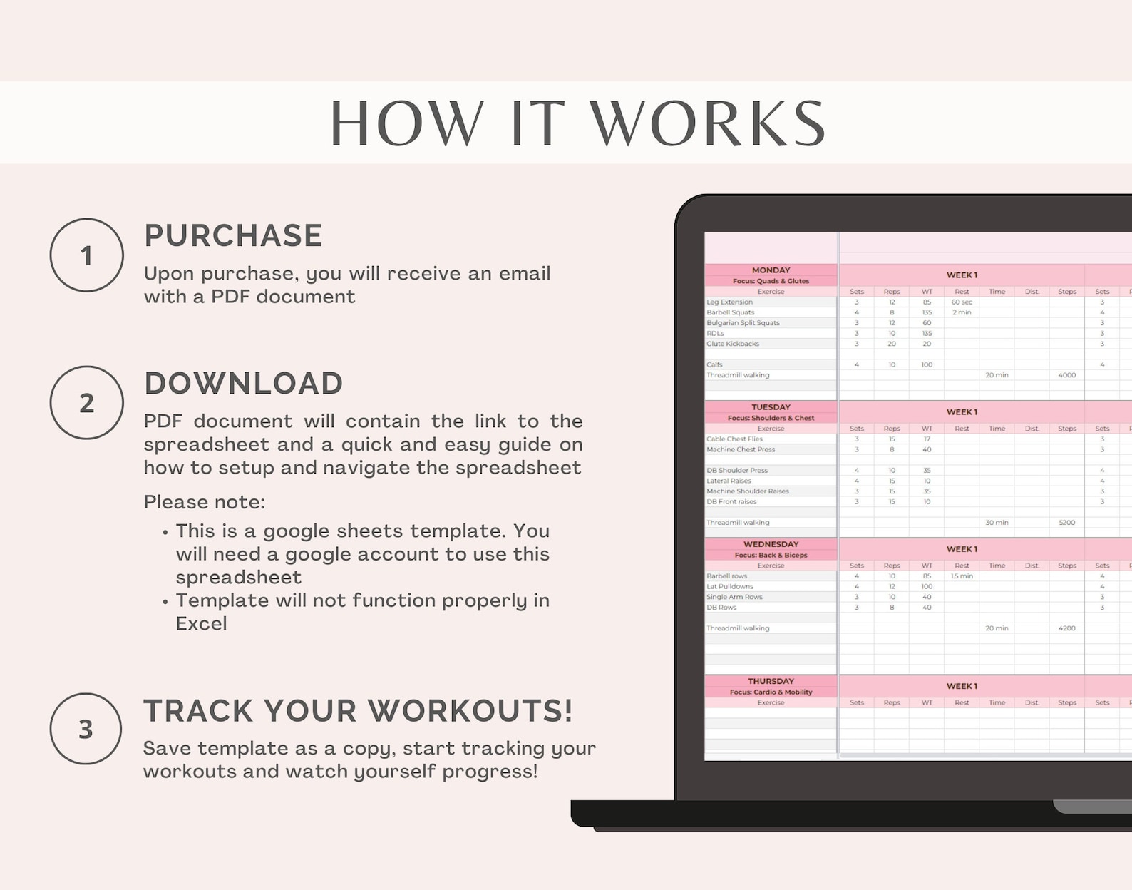 Workout Tracker Spreadsheet | Google Sheets | Fitness Journal | Weight ...