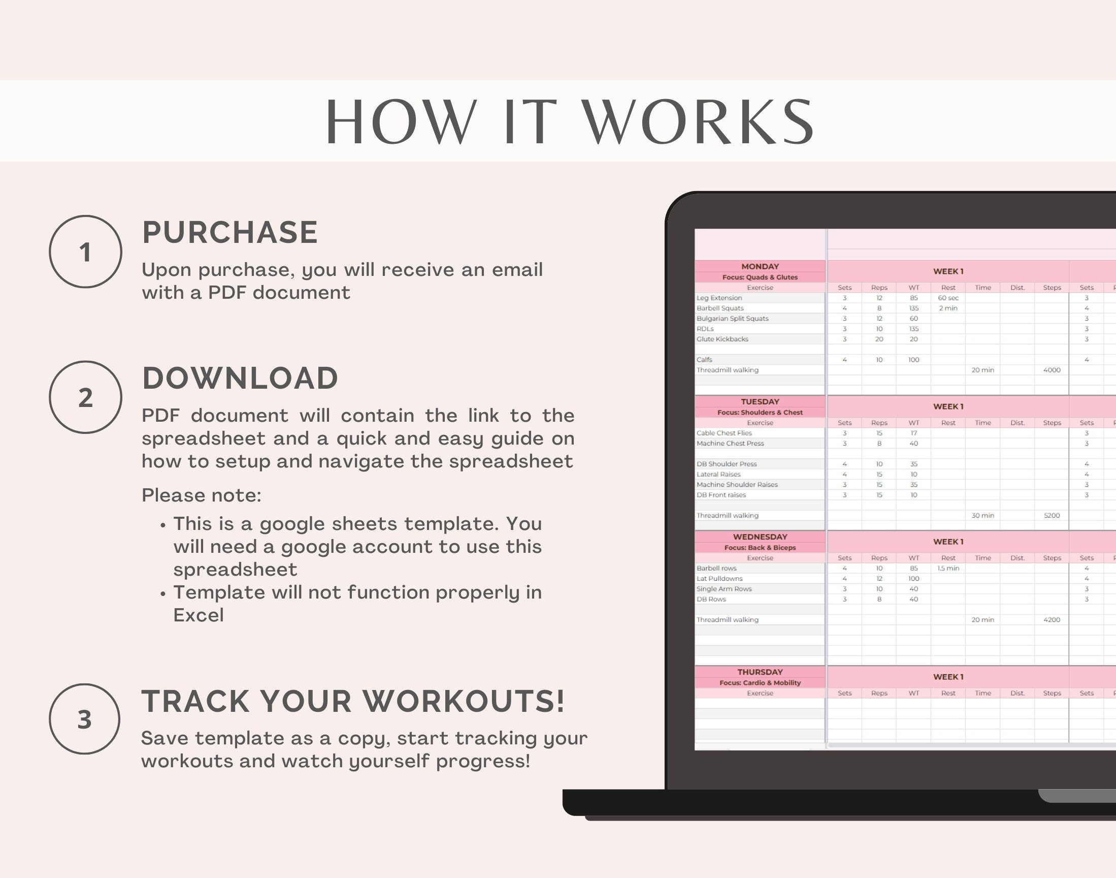 Workout Tracker Spreadsheet | Google Sheets | Fitness Journal | Weight ...