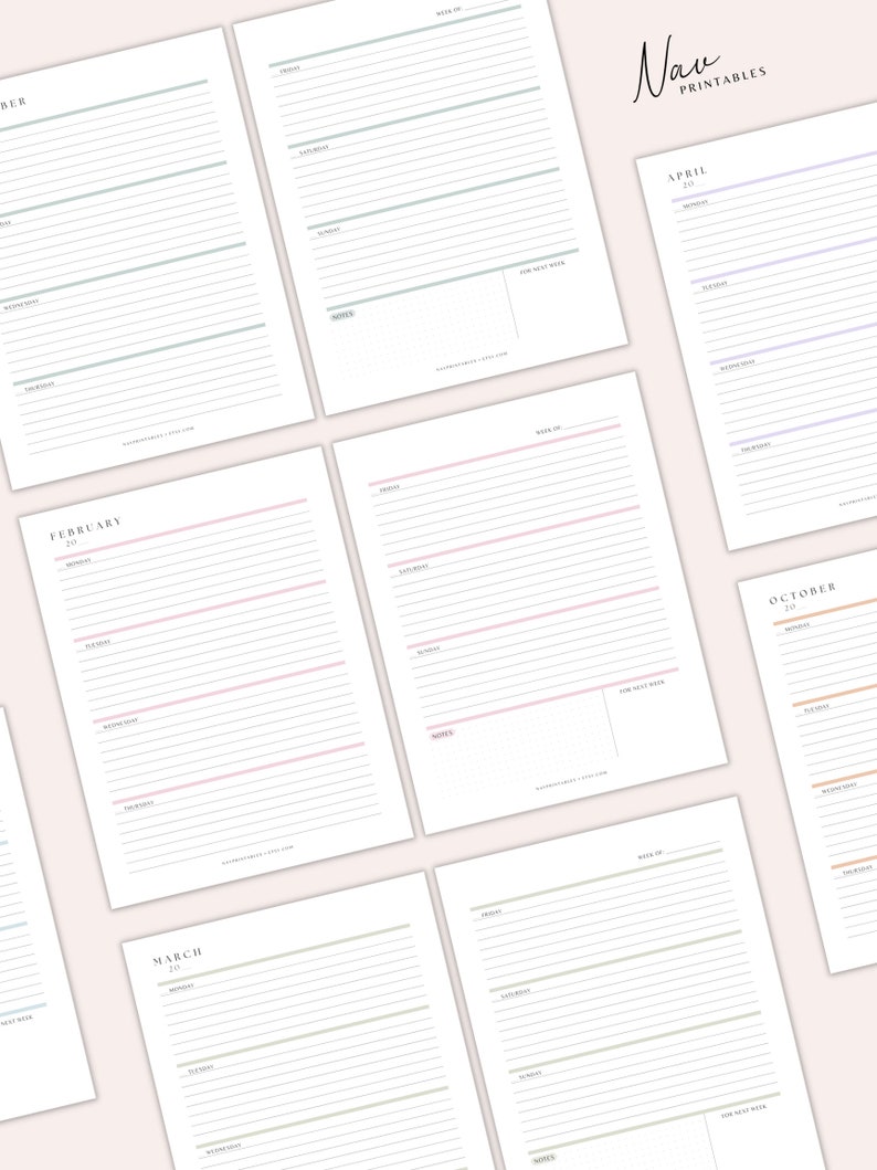 Weekly Planner | Planner Printable | WO2P Horizontal Layout | Week at a ...