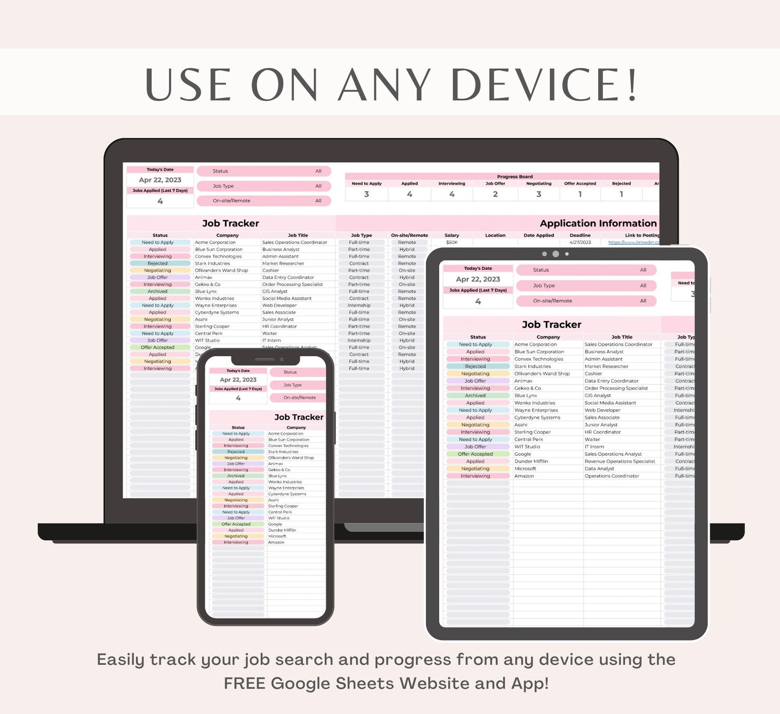 Job Application Tracker Google Sheets Job Planner - Etsy
