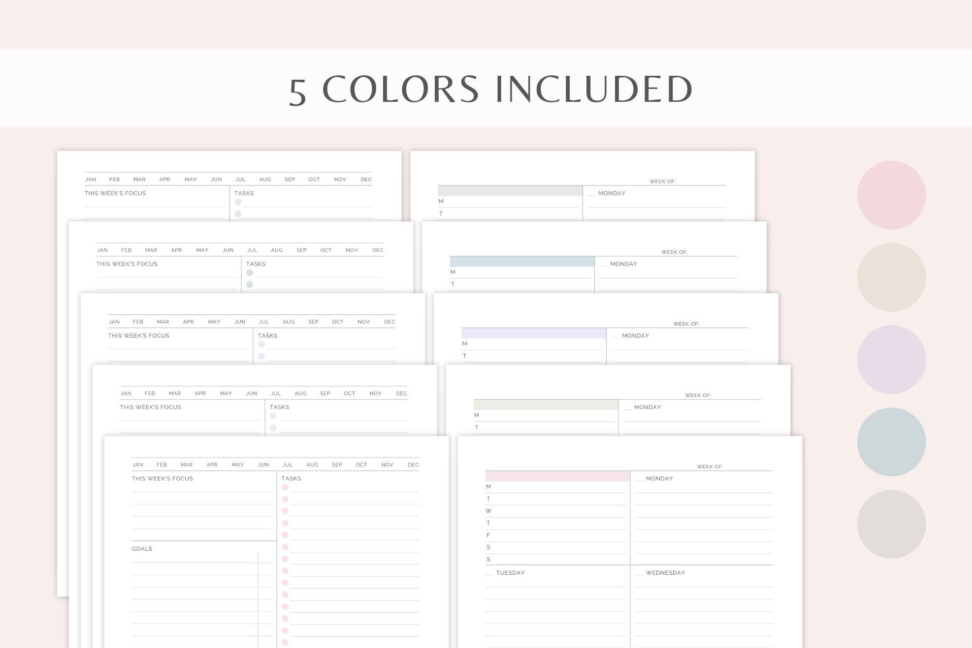 Weekly Planner | Planner Printable | WO2P | Week at a Glance, Weekly ...