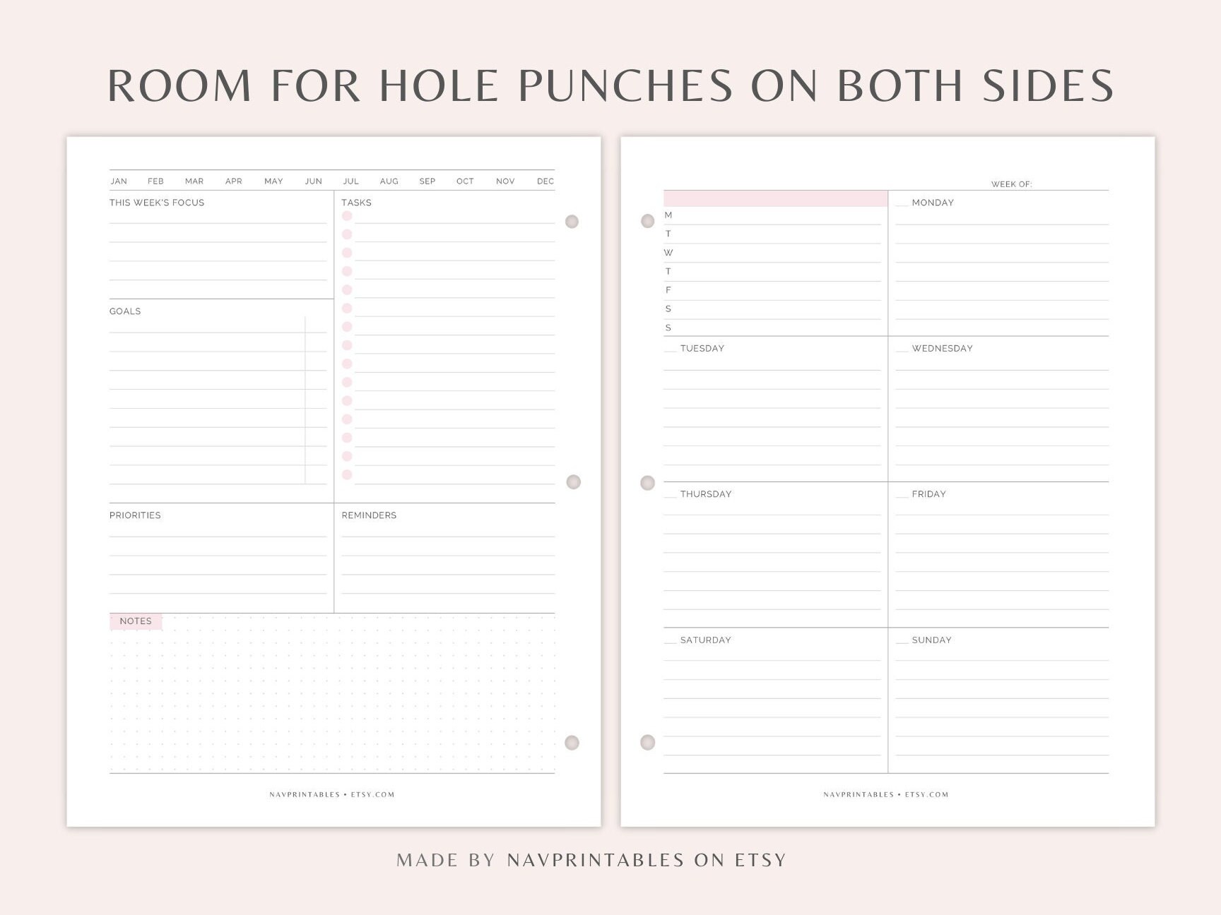 Weekly Planner | Planner Printable | WO2P | Week at a Glance, Weekly ...