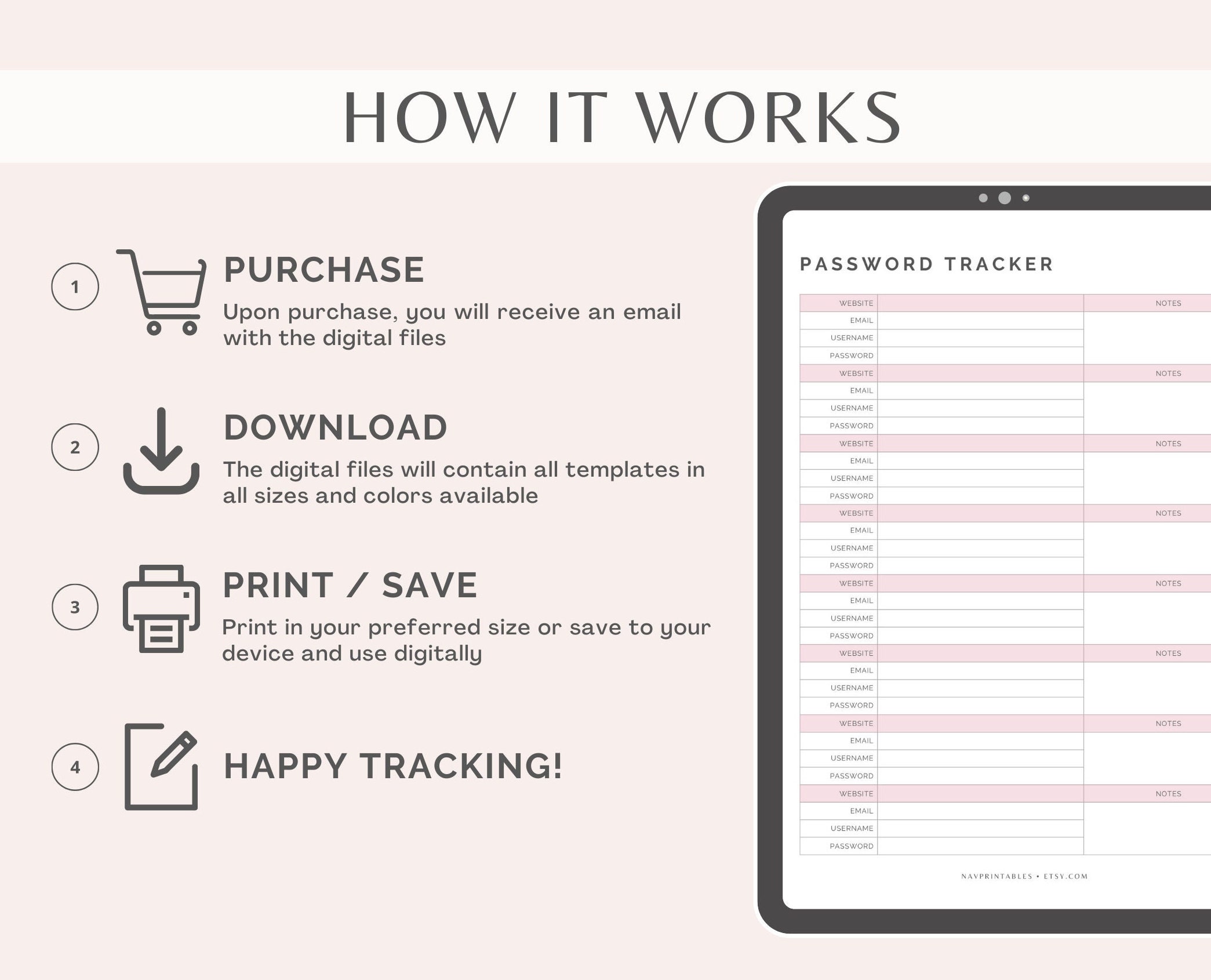 Password Tracker Printable Planner Printable Password Organizer ...