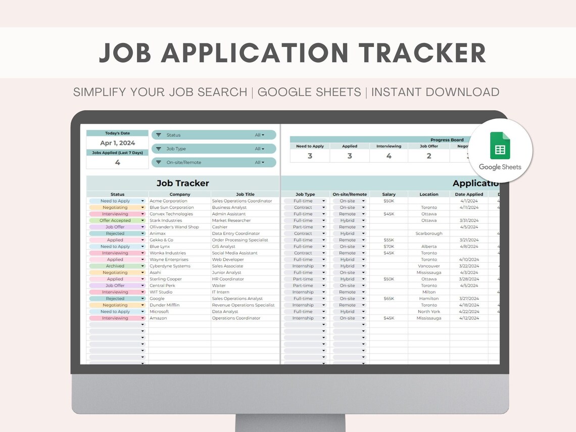 Job Application Tracker | Google Sheets | Interview Tracker | Job ...