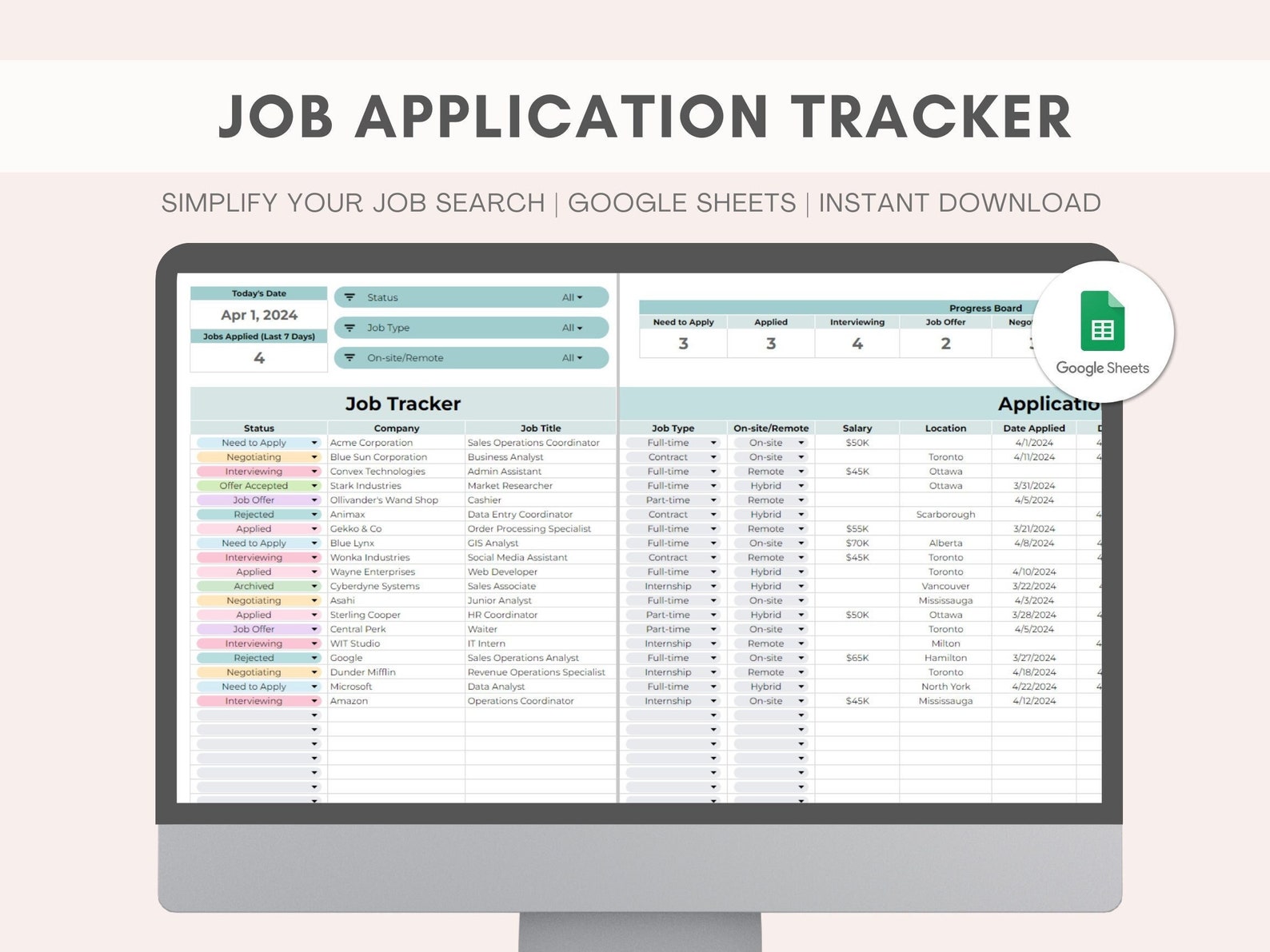 Job Application Tracker | Google Sheets | Interview Tracker | Job ...