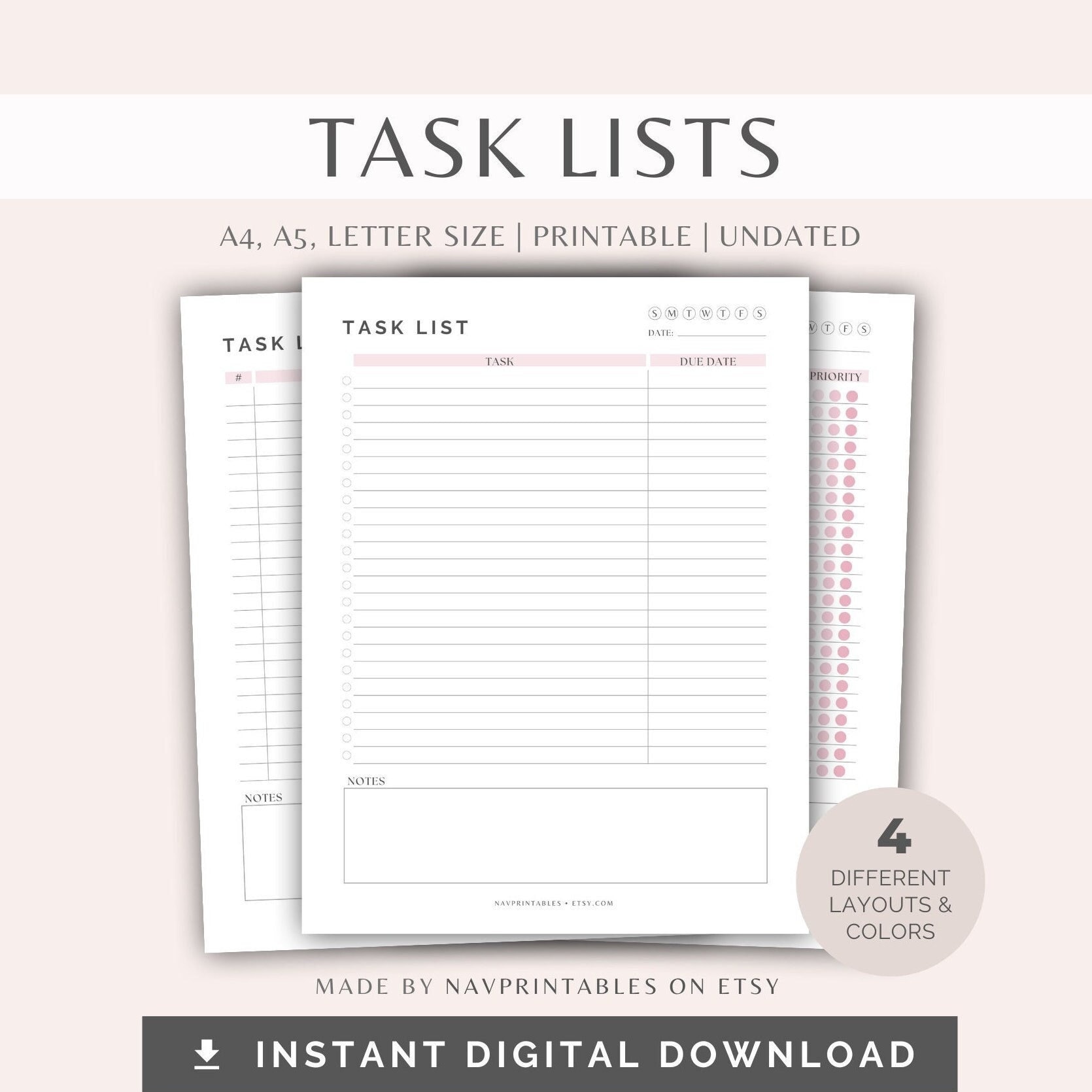 Task List Printable Task Tracker & Organizer Printable - Etsy