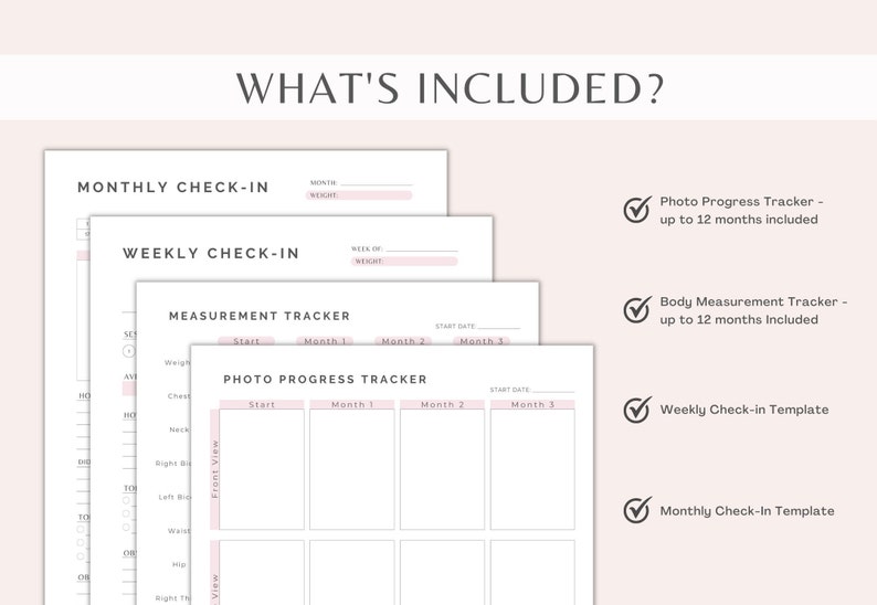 Fitness Progress Tracker Printable Fitness Journal, Workout Planner ...