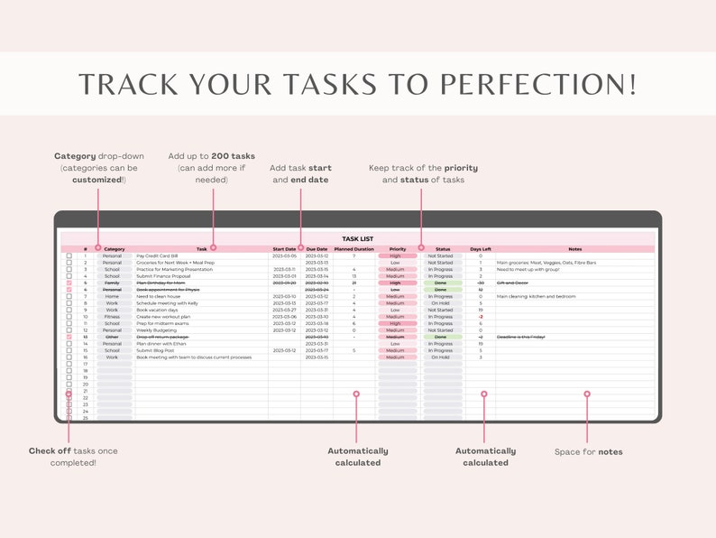 Task Tracker Spreadsheet | Google Sheets | to Do List | Planner ...