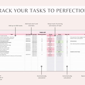 Task Tracker Spreadsheet Google Sheets to Do List Planner Spreadsheet ...