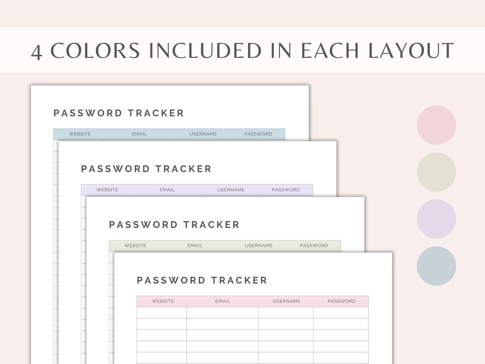 Password Tracker Printable Planner Printable Password Organizer ...