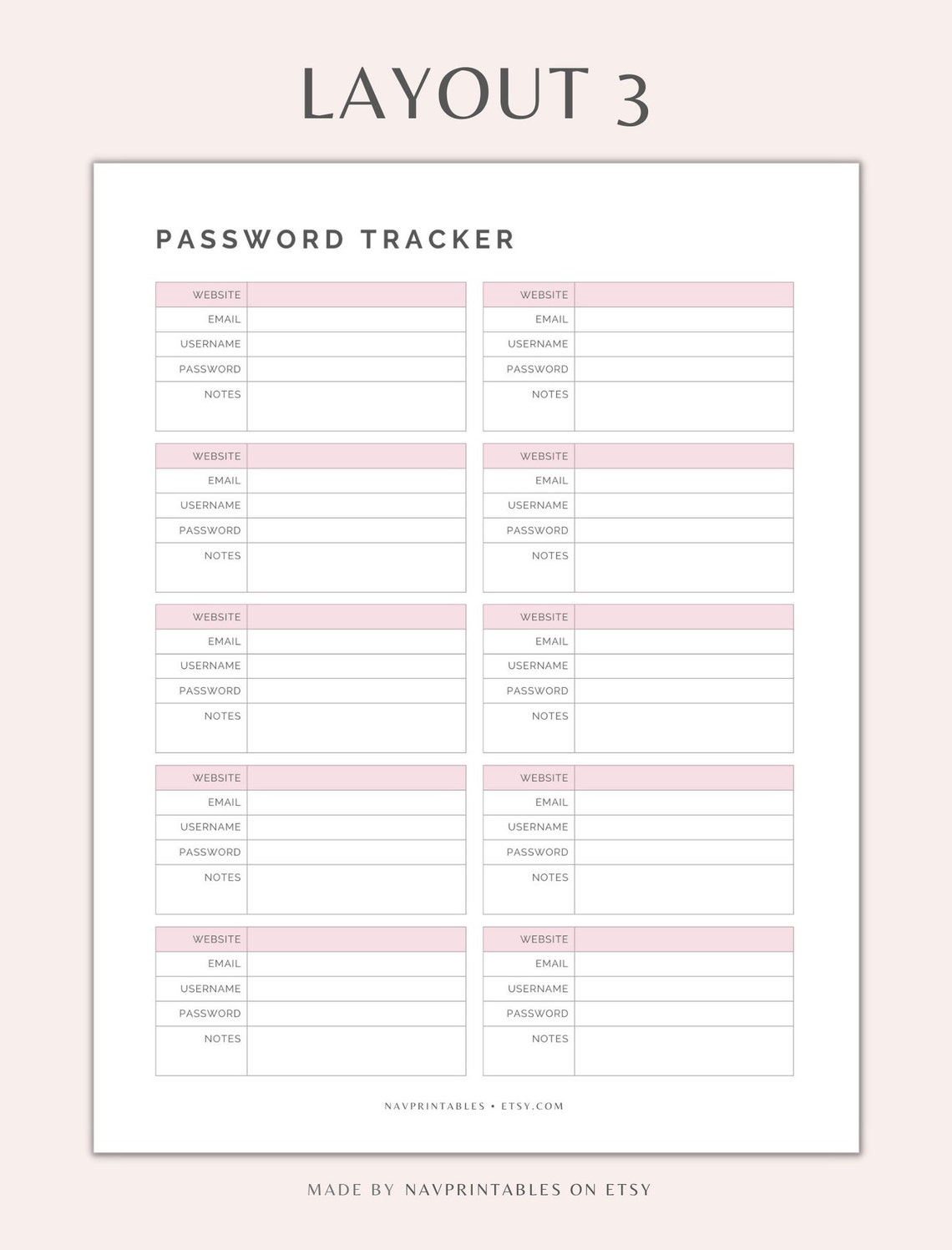 Password Tracker Printable Planner Printable Password Organizer ...