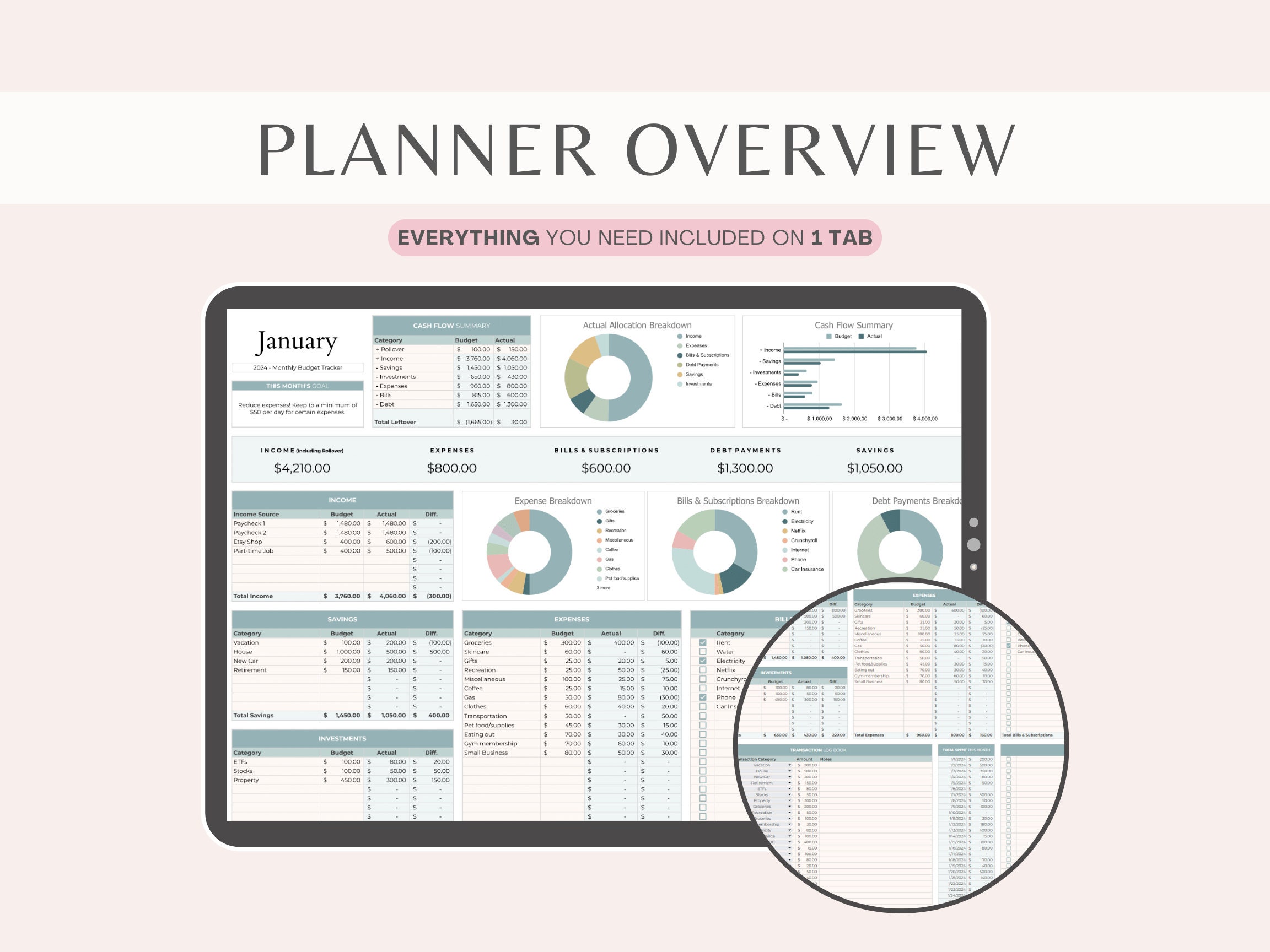 Monthly Budget Planner Google Sheets Expense Management Financial ...