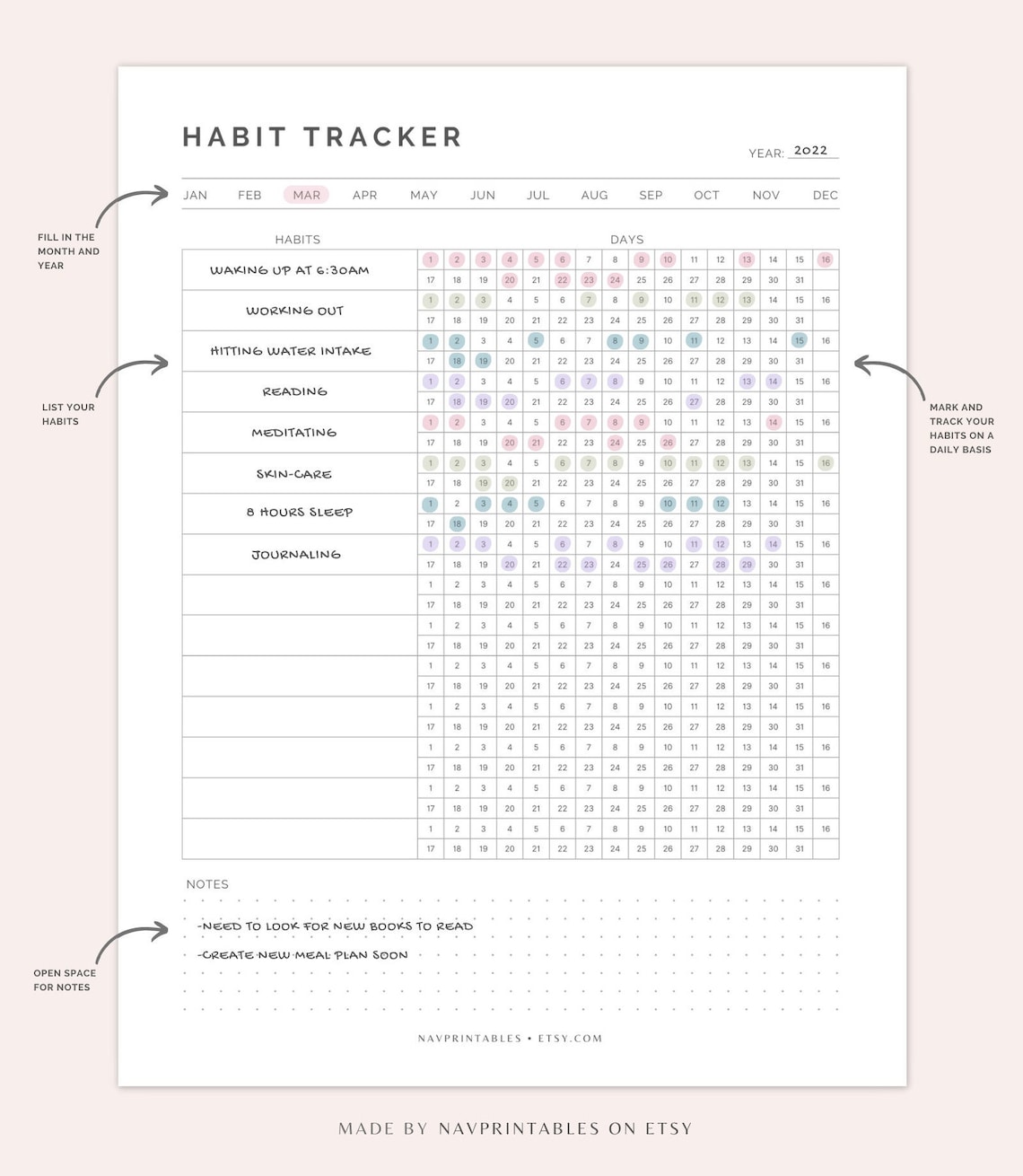 Monthly Habit Tracker Printable | Planner Printable | Motivation ...