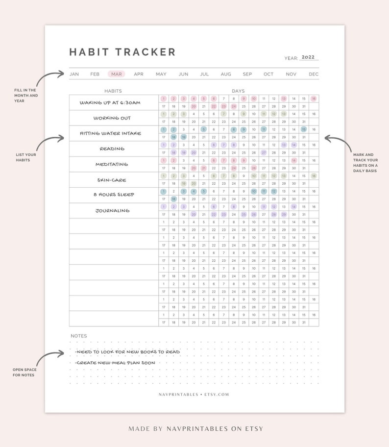 Monthly Habit Tracker Printable | Planner Printable | Motivation ...