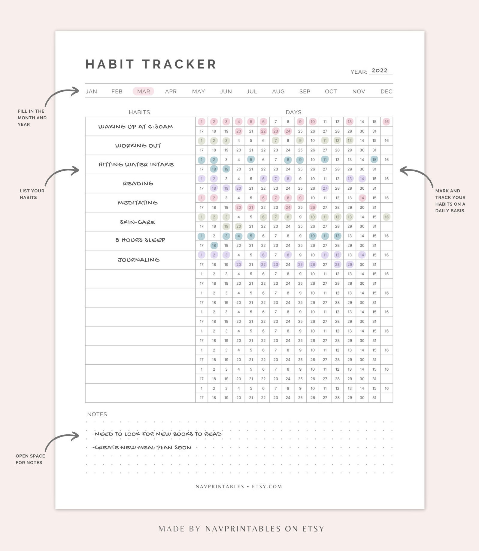 Monthly Habit Tracker Printable | Planner Printable | Motivation ...