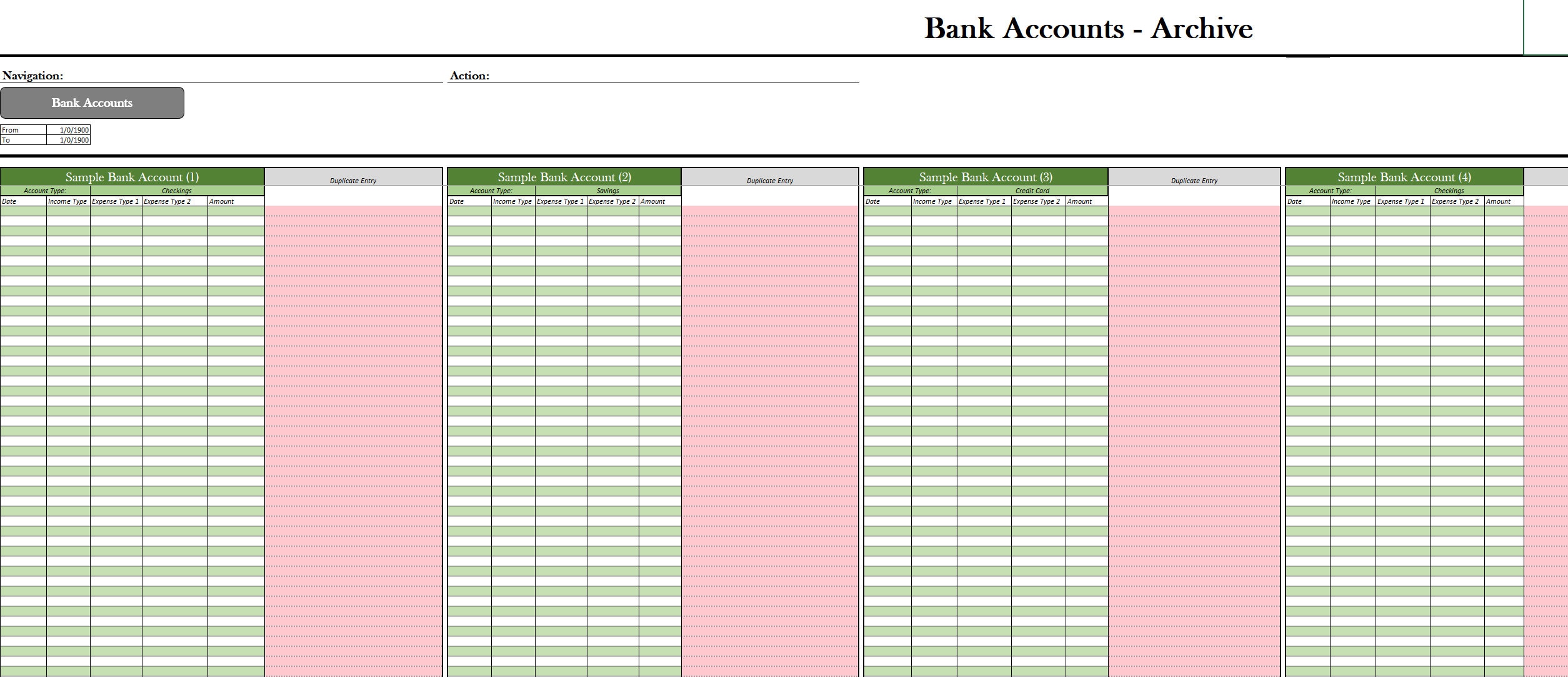 Bank Account Manager Income and Expense Tracker emerald Version - Etsy