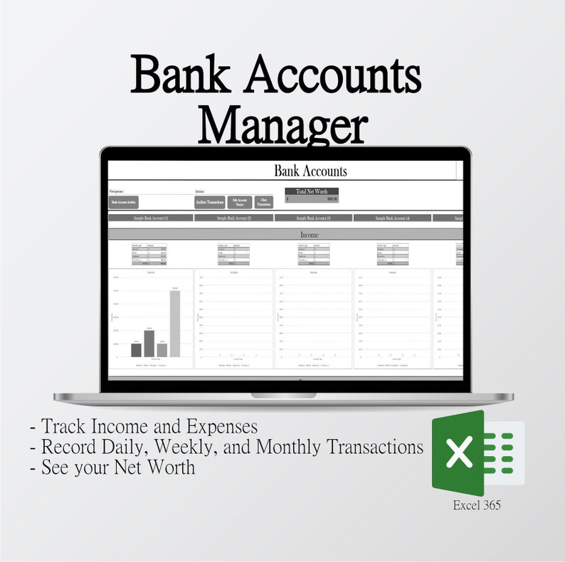 Bank Account Manager - Income and Expense Tracker (onyx Version) - Etsy
