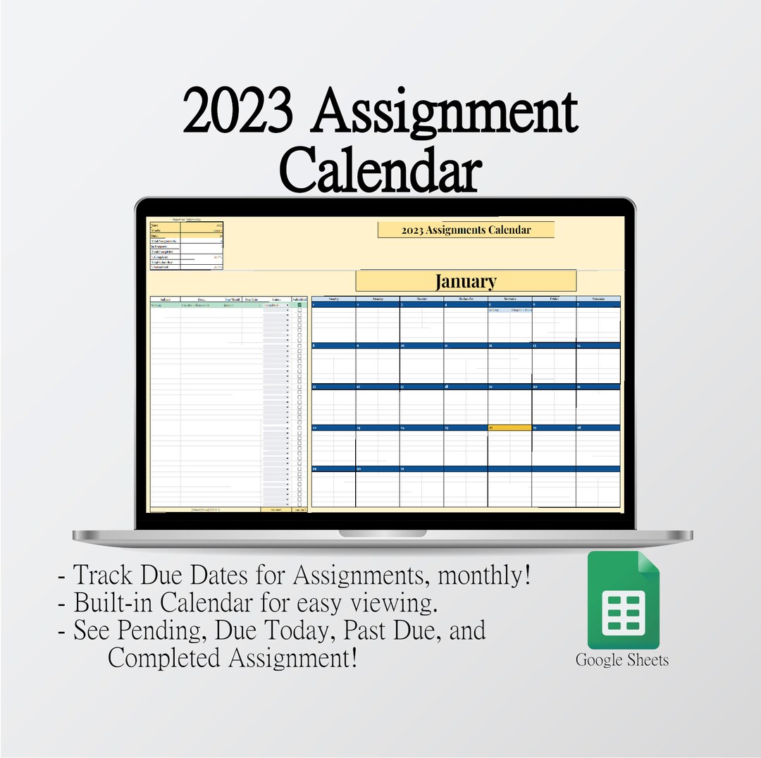 2023 Assignment Calendar Task Calendar Schoolwork Tracker - Etsy