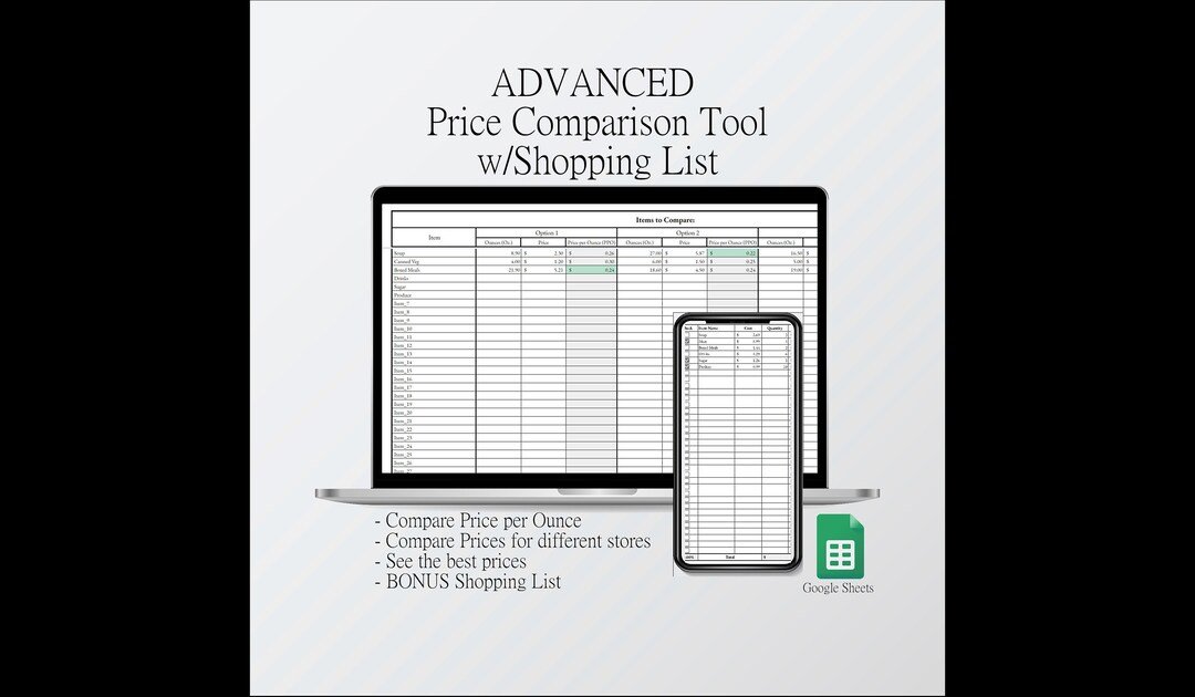 ADVANCED Price Comparison Tool | Price per Ounce Comparison | Store ...