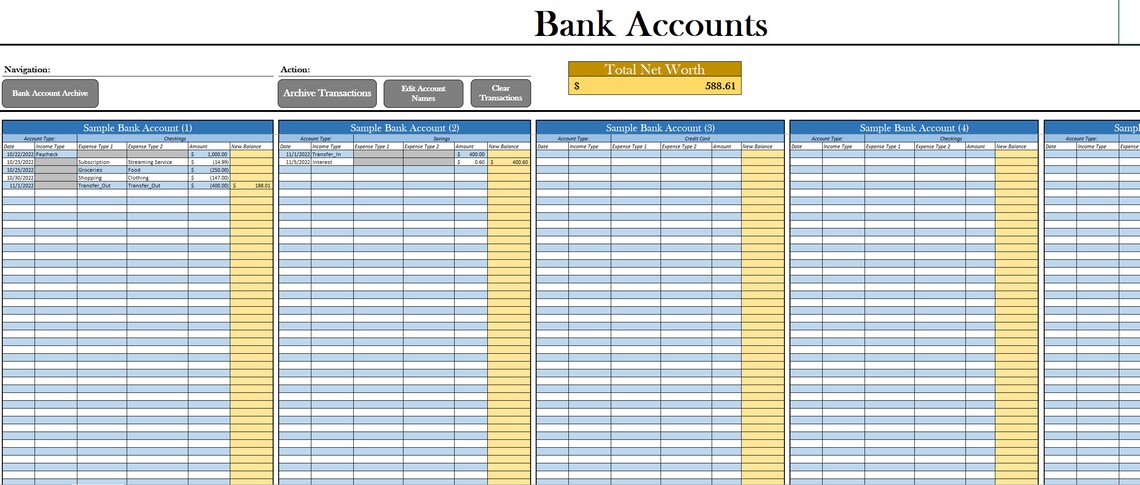 Bank Account Manager - Income and Expense Tracker W/ Downloadable PDF ...
