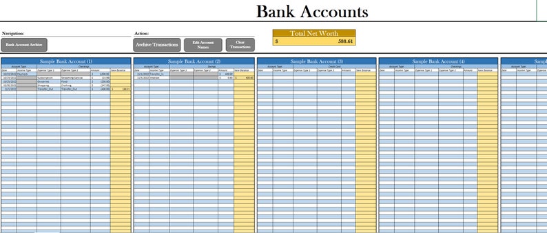 Bank Account Manager - Income and Expense Tracker W/ Downloadable PDF ...