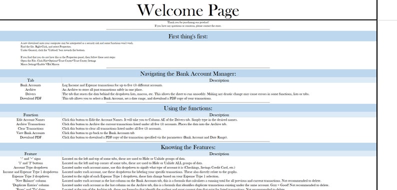 Bank Account Manager - Income and Expense Tracker W/ Downloadable PDF ...