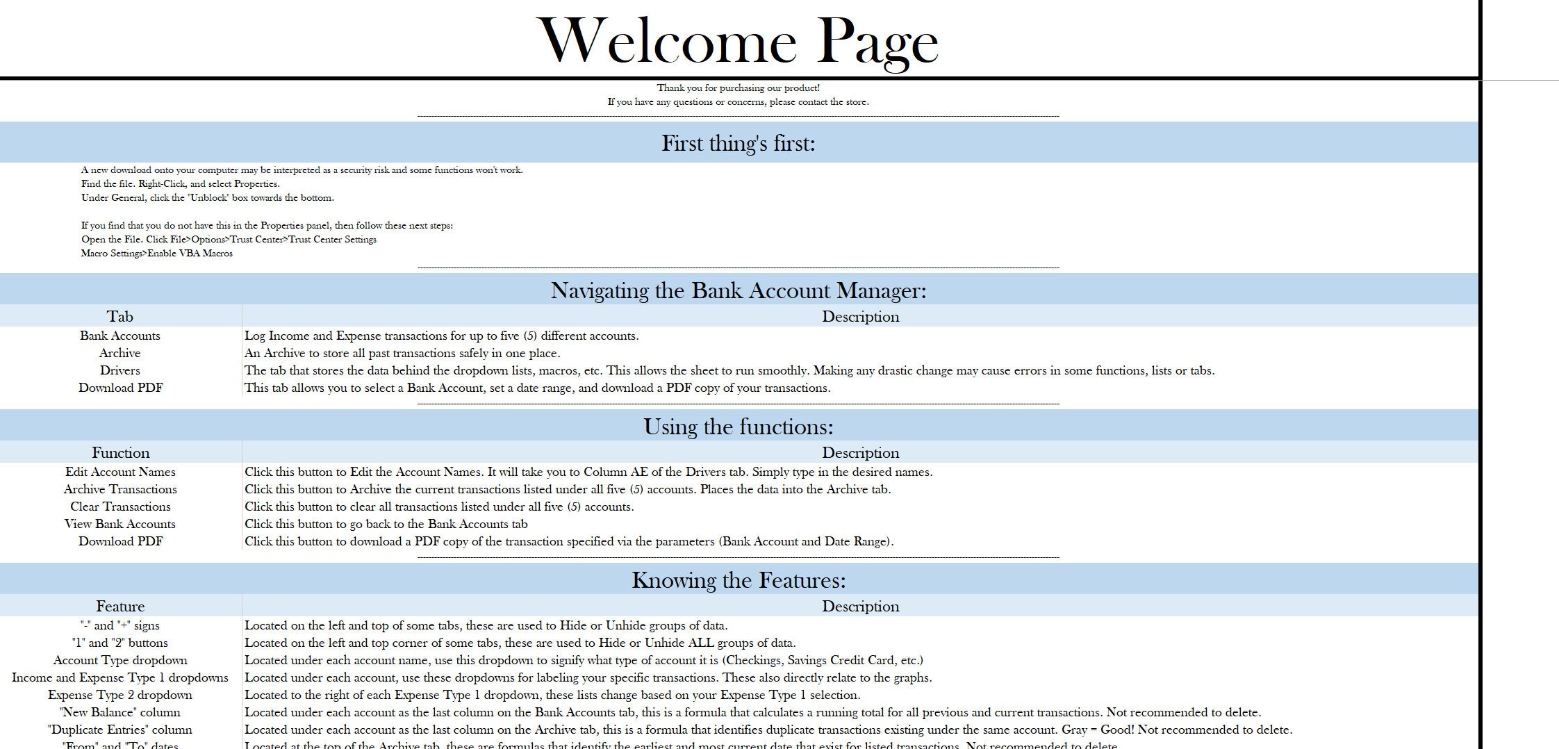 Bank Account Manager - Income and Expense Tracker W/ Downloadable PDF ...