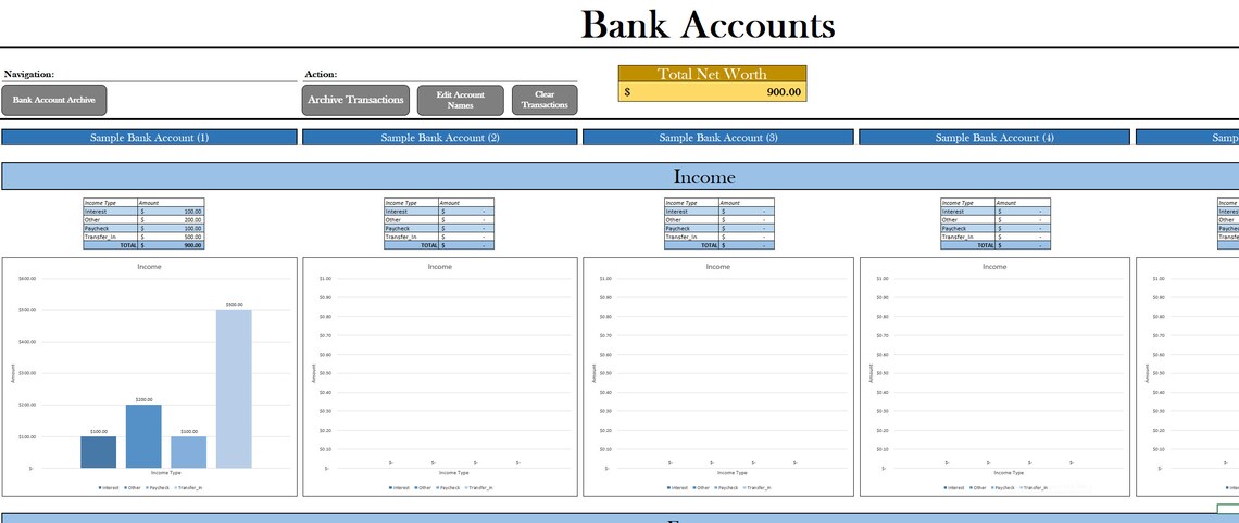 Bank Account Manager - Income and Expense Tracker W/ Downloadable PDF ...