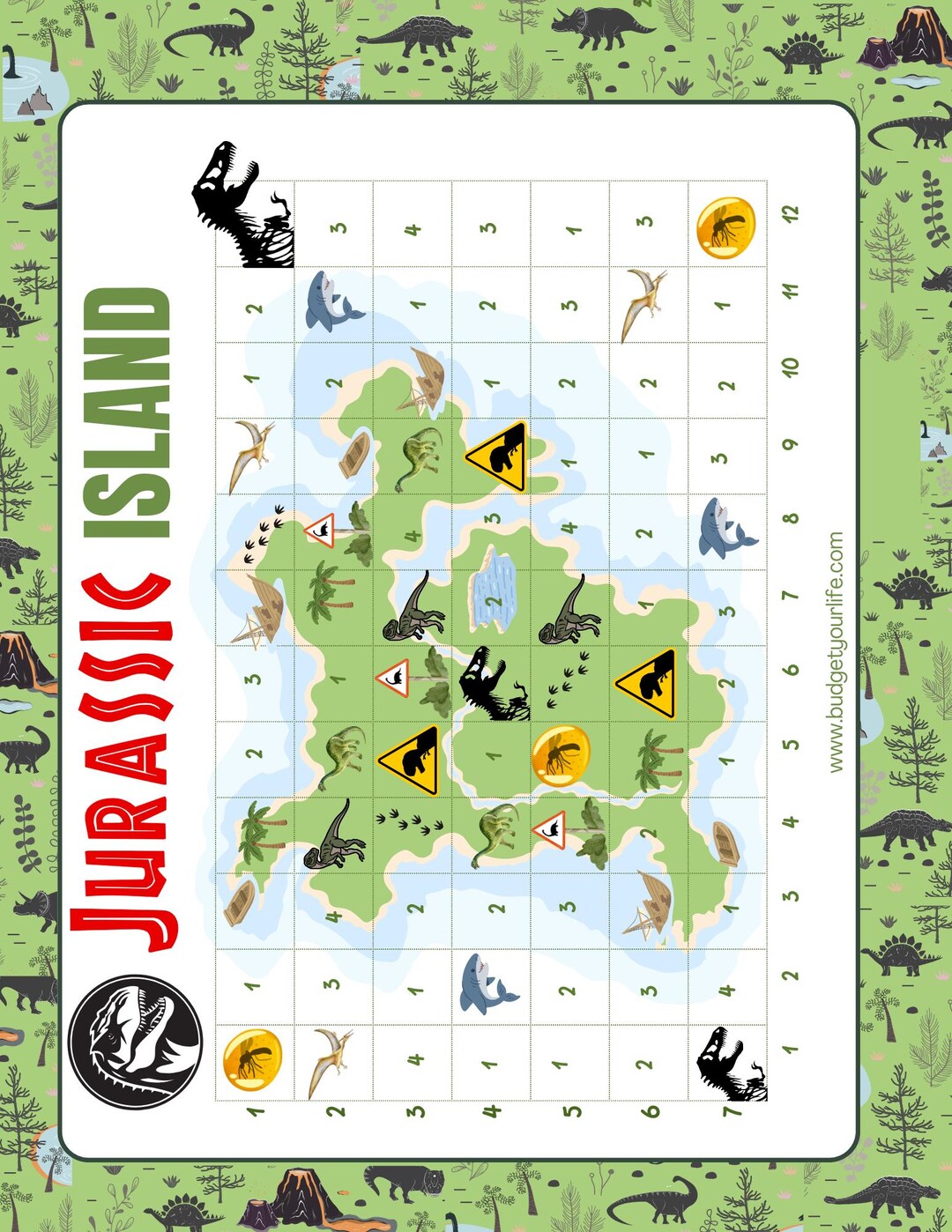 Jurassic Island Savings Game - Etsy