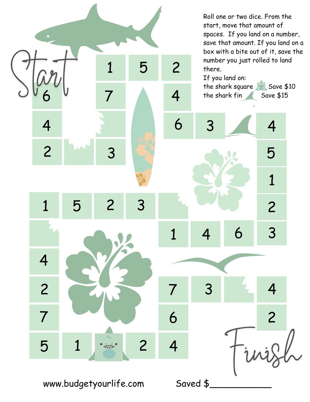 Shark Bite Savings Game - Etsy