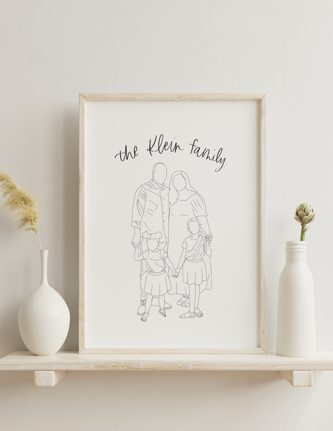 Custom Family Line Portrait, Family Portrait Digital Print, Line Art ...