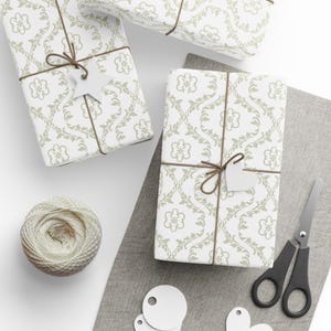 Wedding Damask Wrapping Paper, Floral Damask Wedding Gift Wrap, Ivory ...