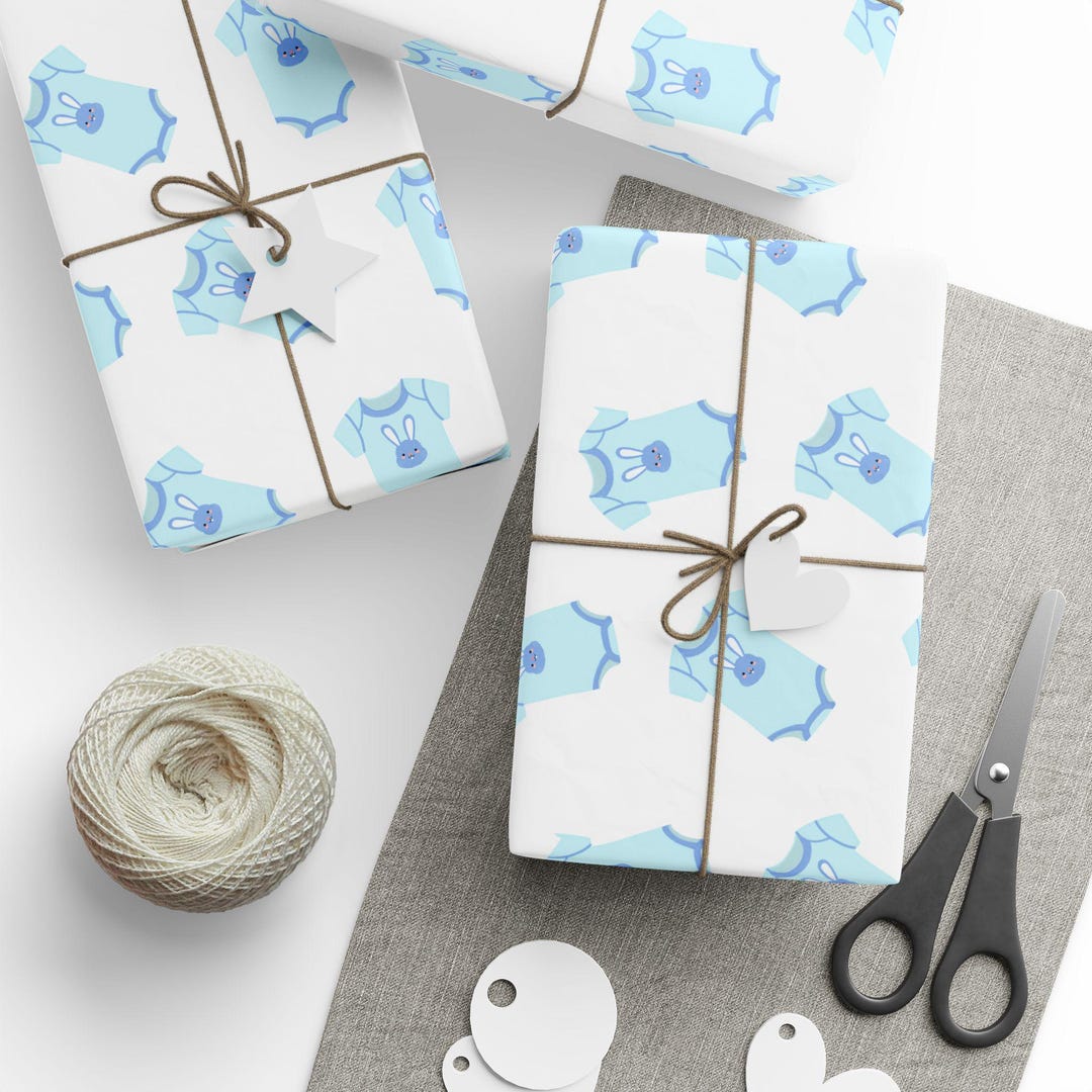 Baby Blue Wrapping Paper Roll for Baby Shower, Newborn Baby, Baby Boy ...