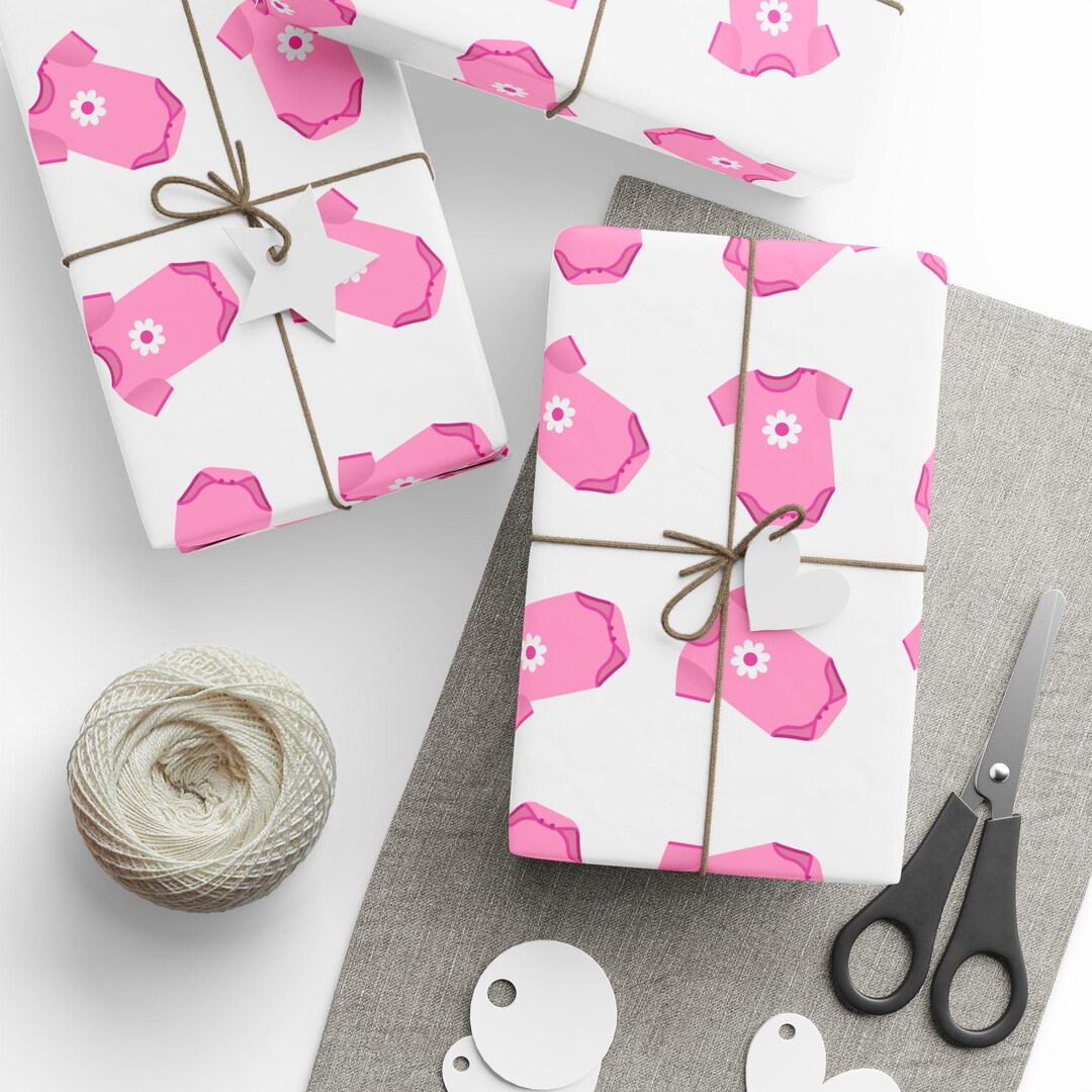 Wrapping Paper Roll, Baby Pink Gift Wrap for Baby Shower, Newborn Baby ...