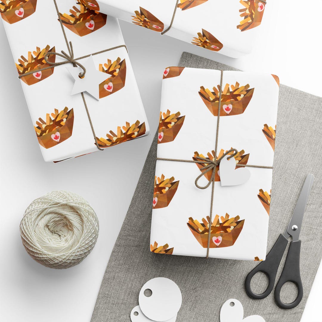 Canada Day Poutine Gift Wrap: French Fries, Curds & Gravy - Etsy