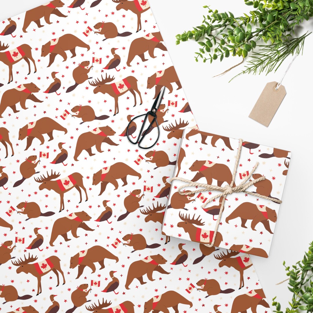 Happy Canada Day Gift Wrap, Canada Gift Wrap, Canadiana Wrapping Paper ...