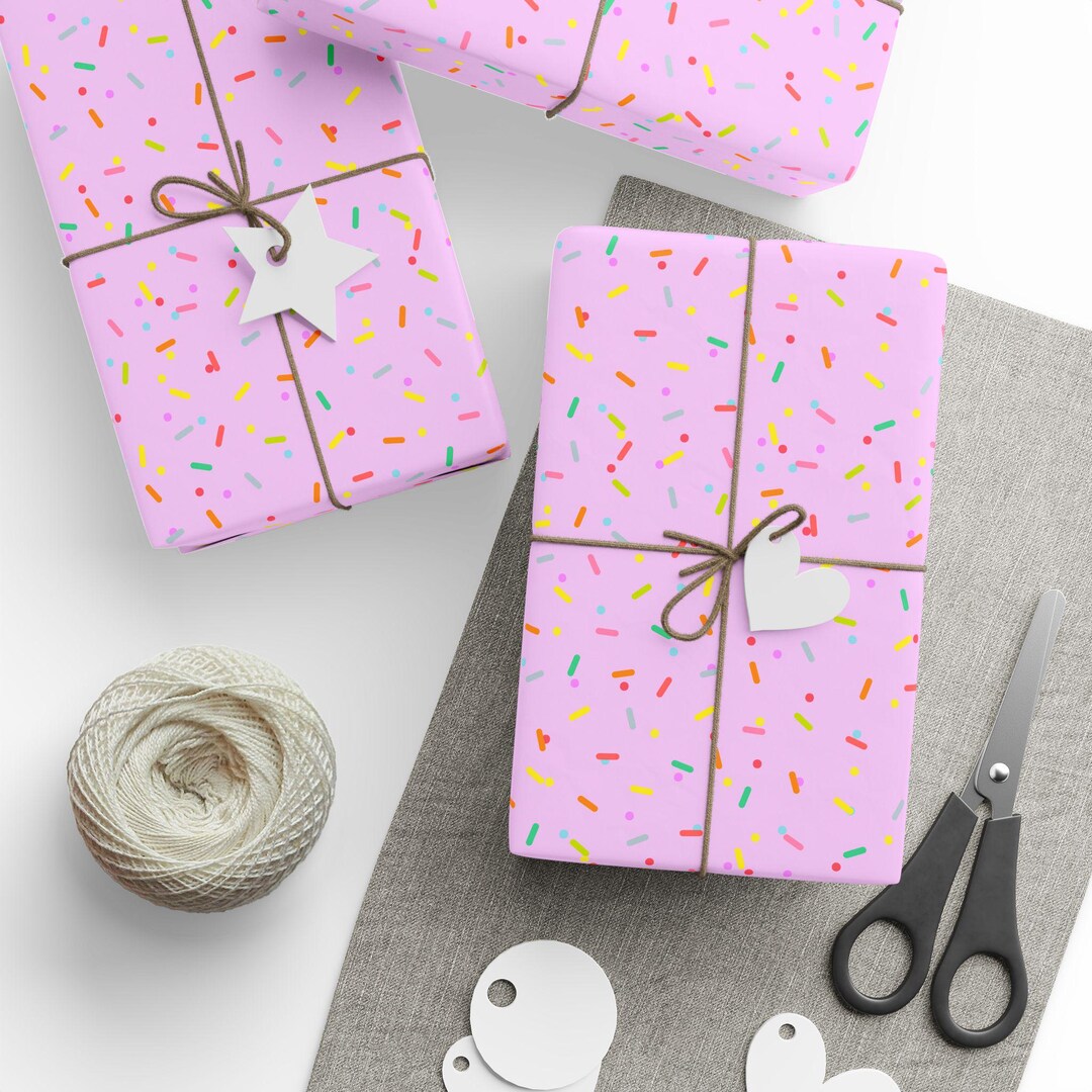 Donut Sprinkles Gift Wrap, Lilac Birthday Cake Gift Wrap, Cupcake ...
