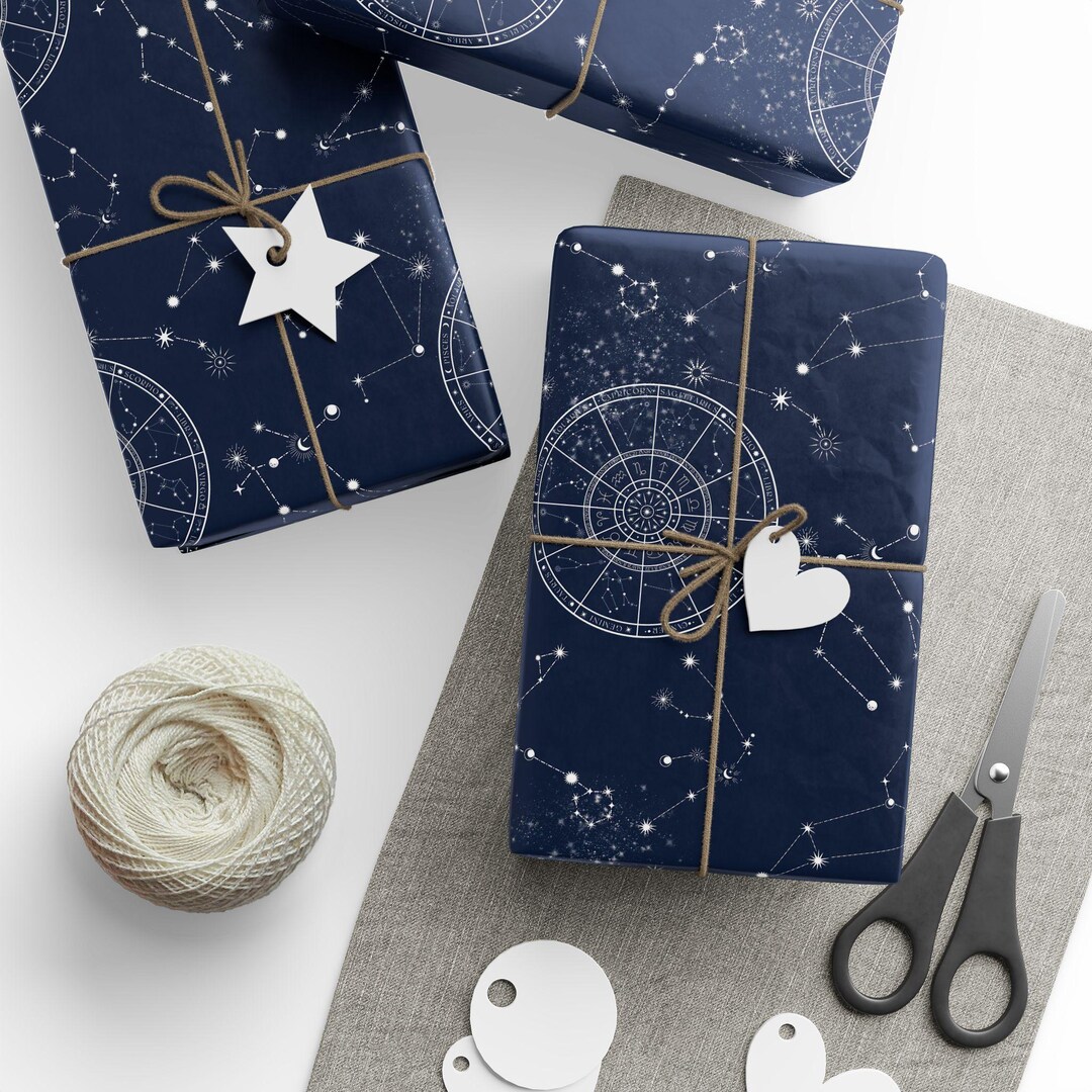 Zodiac Starry Sky Gift Wrap: Astronomy Constellation Paper - Etsy